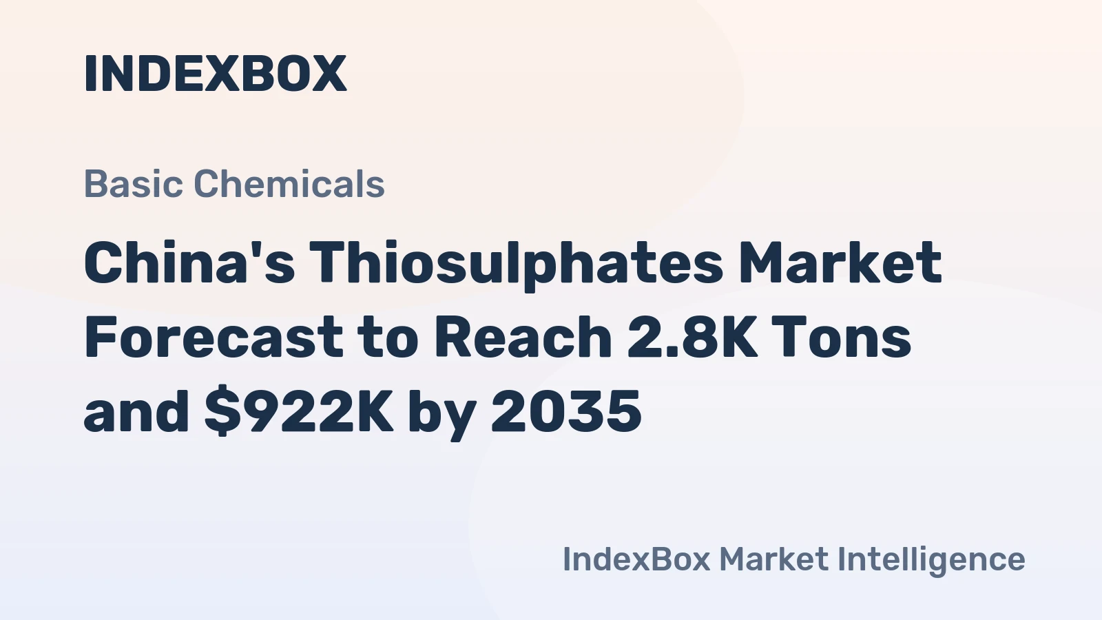 China's Thiosulphates Market Forecast to Reach 2.8K Tons and $922K by 2035