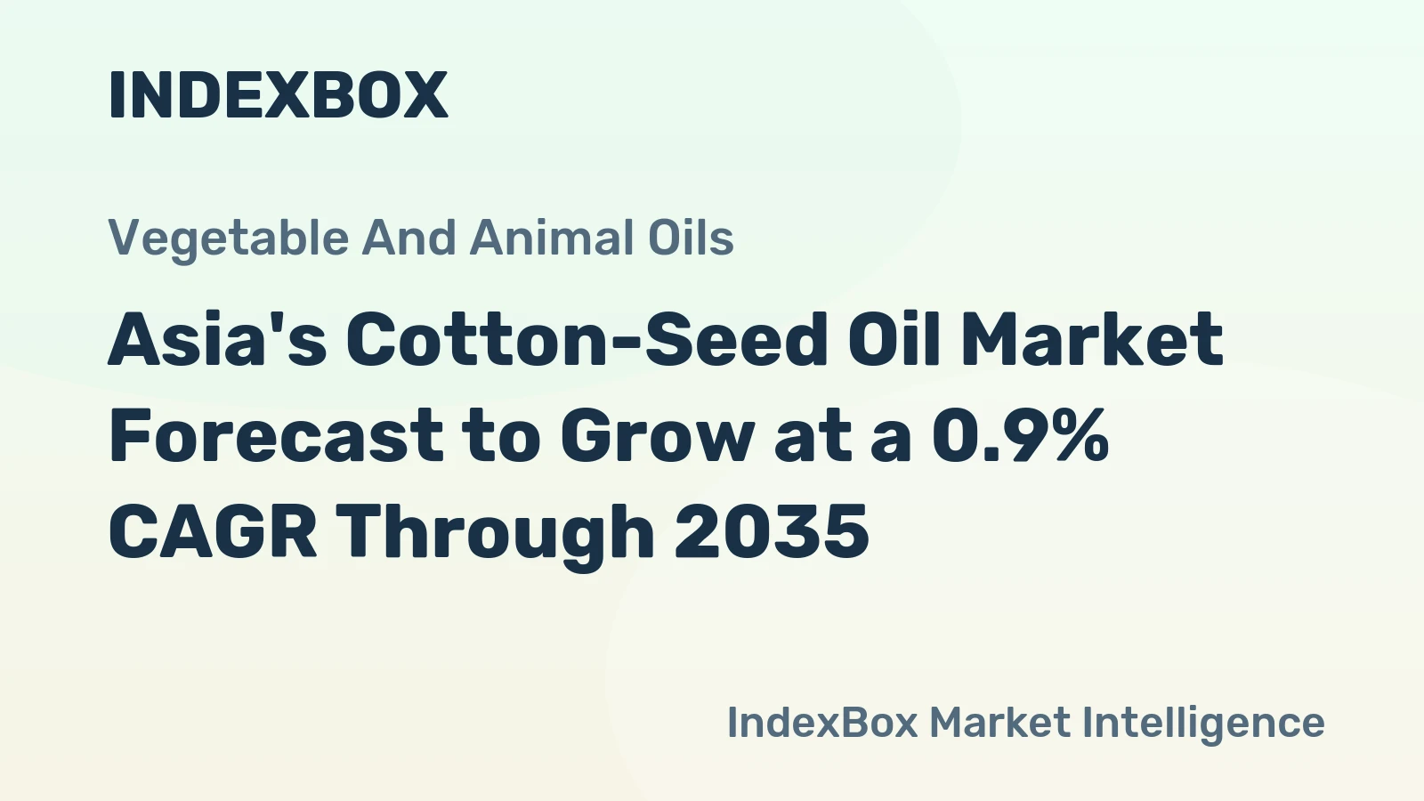 Asia's Cotton-Seed Oil Market Forecast to Grow at a 0.9% CAGR Through 2035