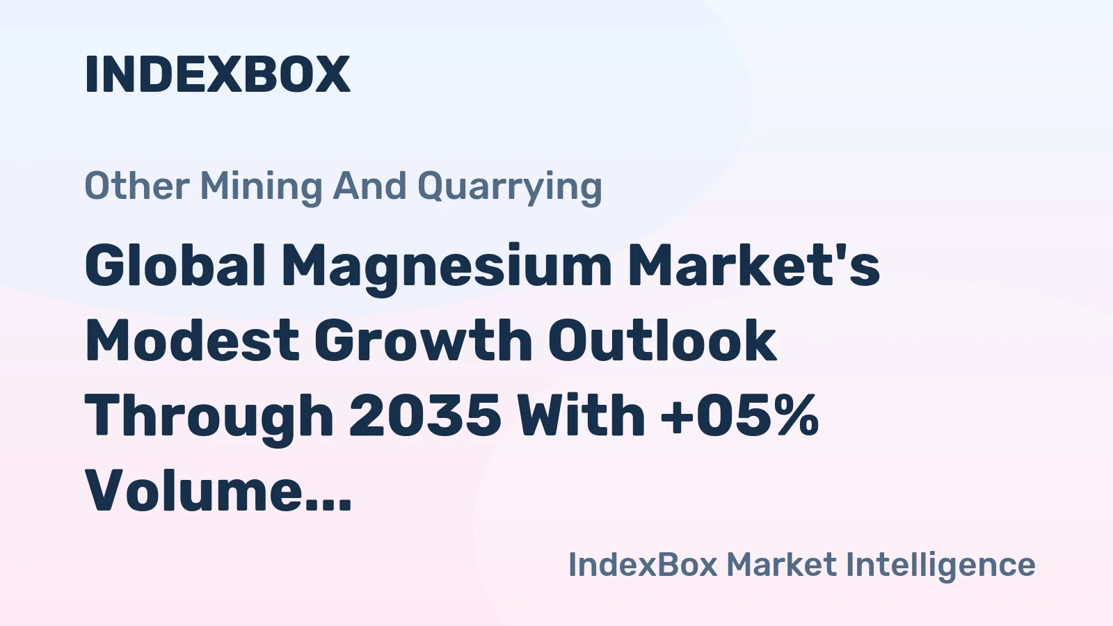 Global Magnesium Market's Modest Growth Outlook Through 2035 With +05% Volume CAGR