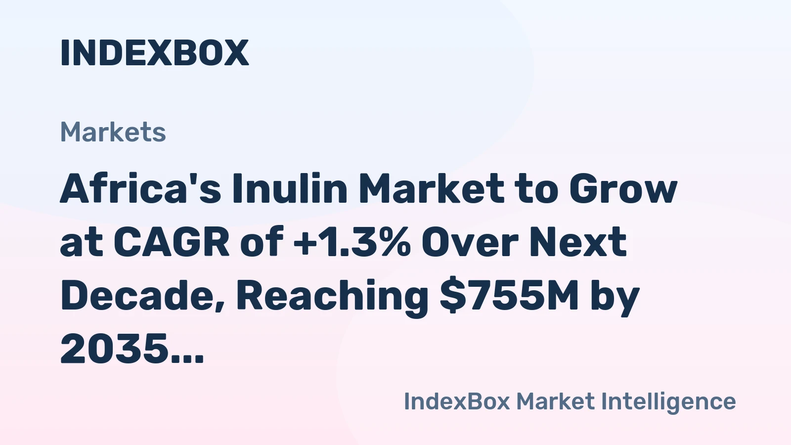 Africa's Inulin Market to Grow at CAGR of +1.3% Over Next Decade, Reaching $755M by 2035