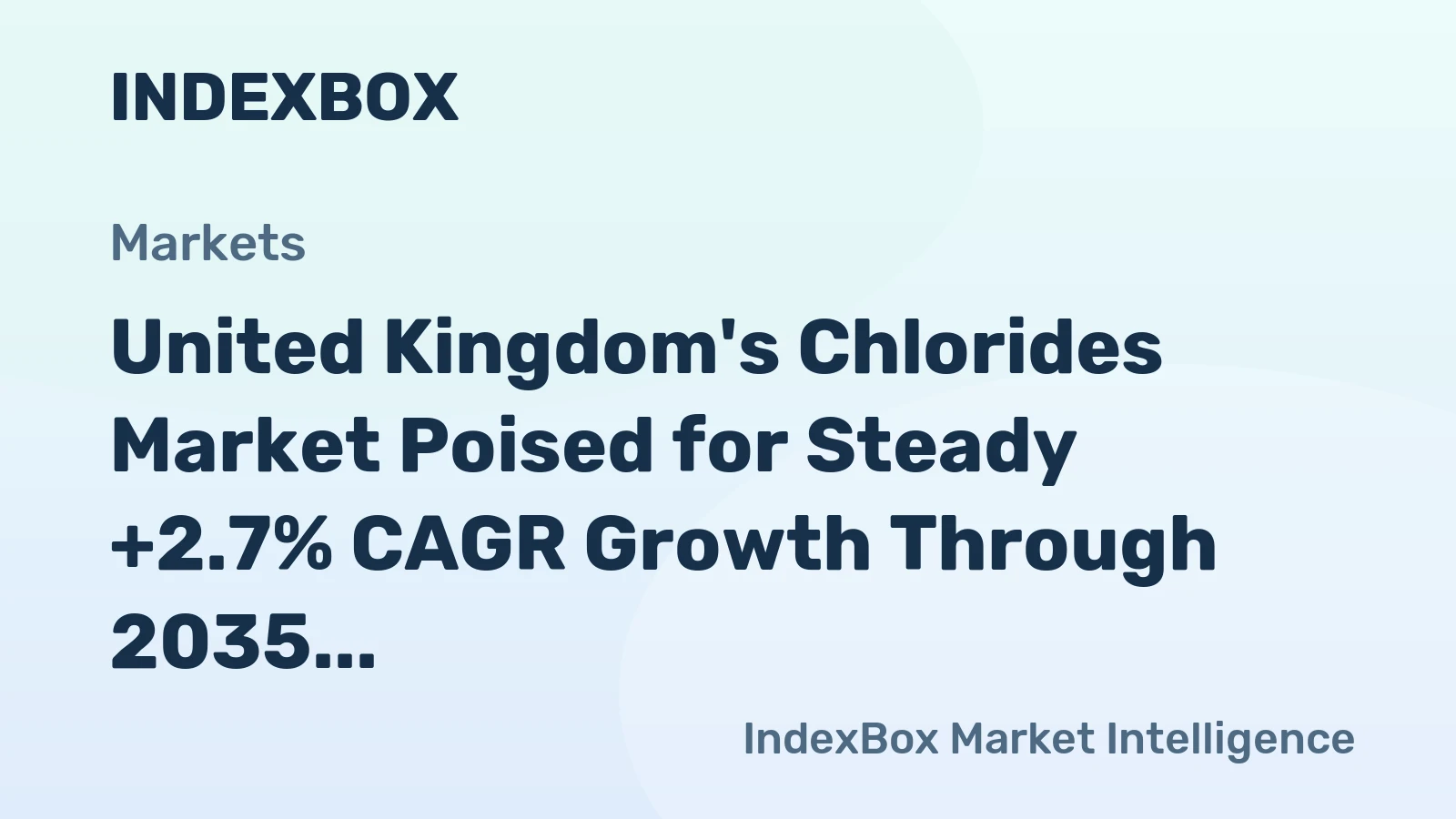 United Kingdom's Chlorides Market Poised for Steady +2.7% CAGR Growth Through 2035