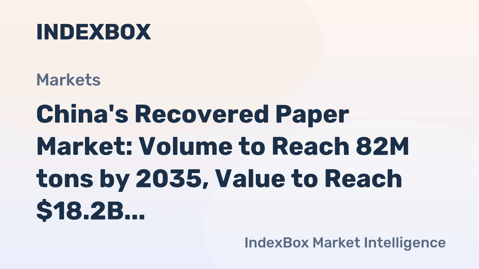 China's Recovered Paper Market: Volume to Reach 82M tons by 2035, Value to Reach $18.2B