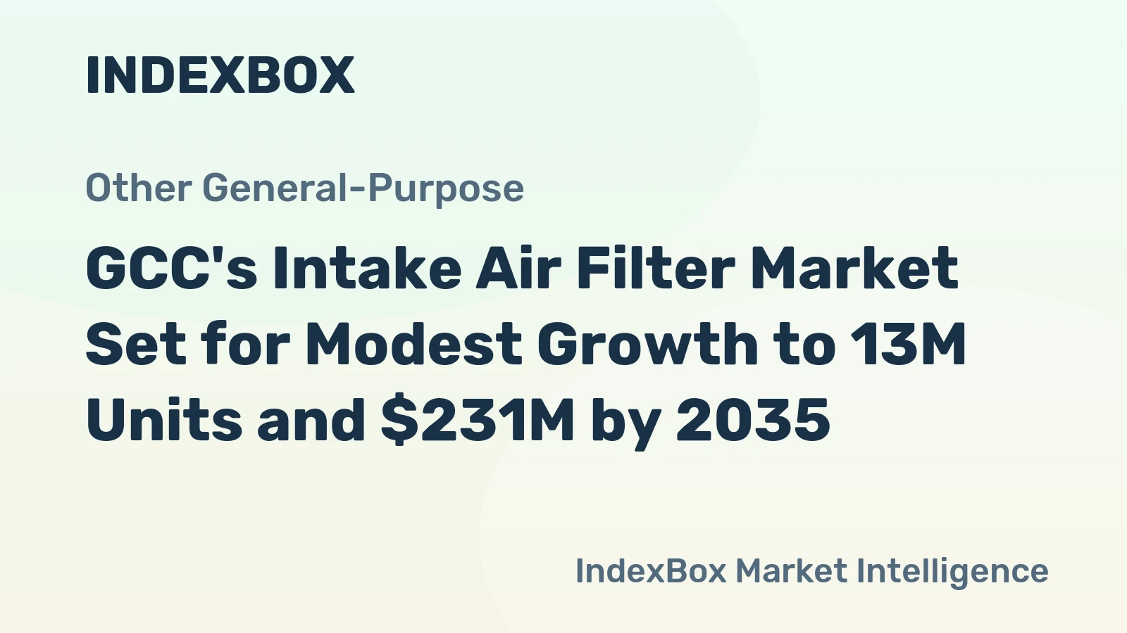 GCC's Intake Air Filter Market Set for Modest Growth to 13M Units and $231M by 2035