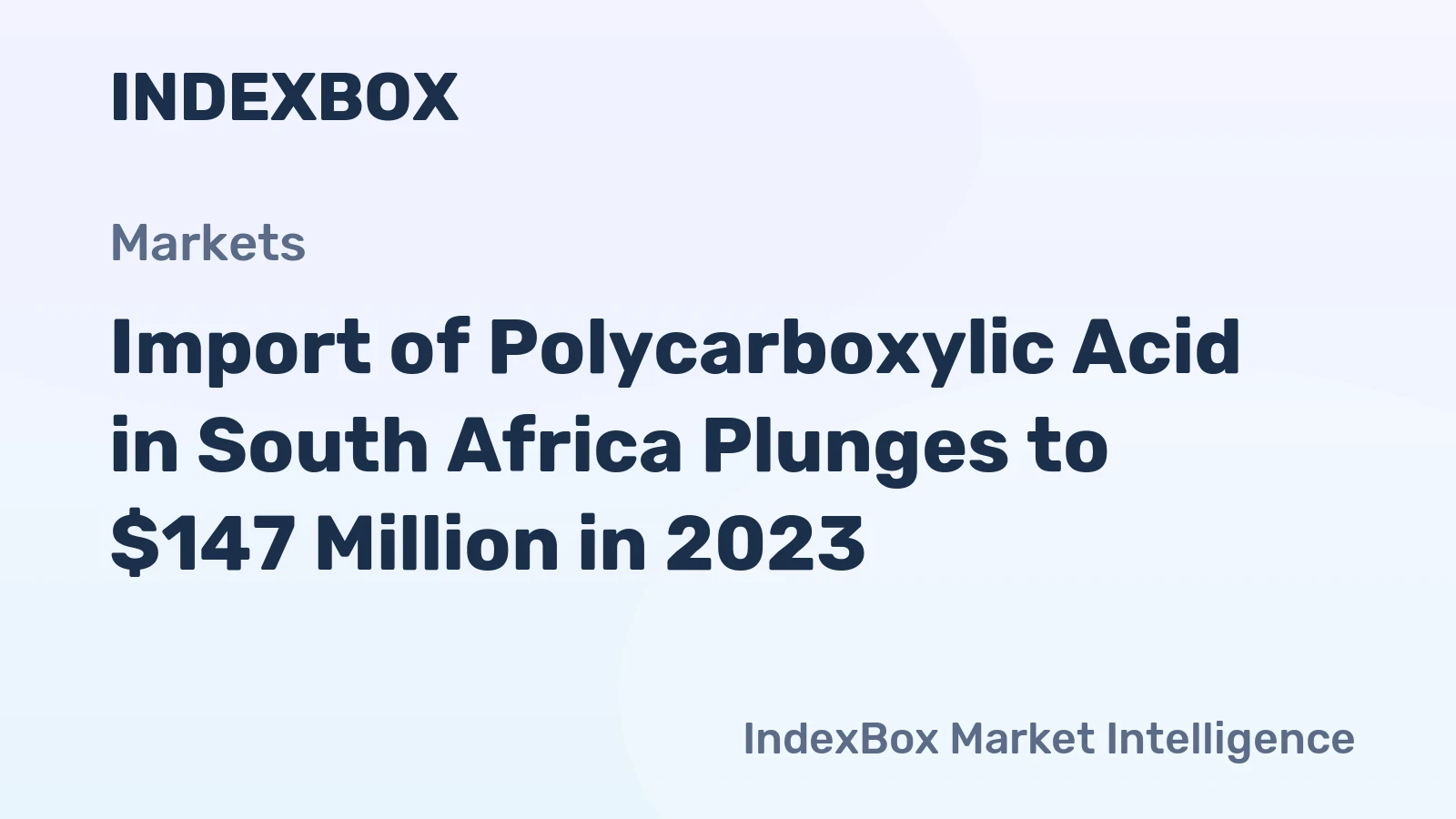 Import of Polycarboxylic Acid in South Africa Plunges to $147 Million in 2023