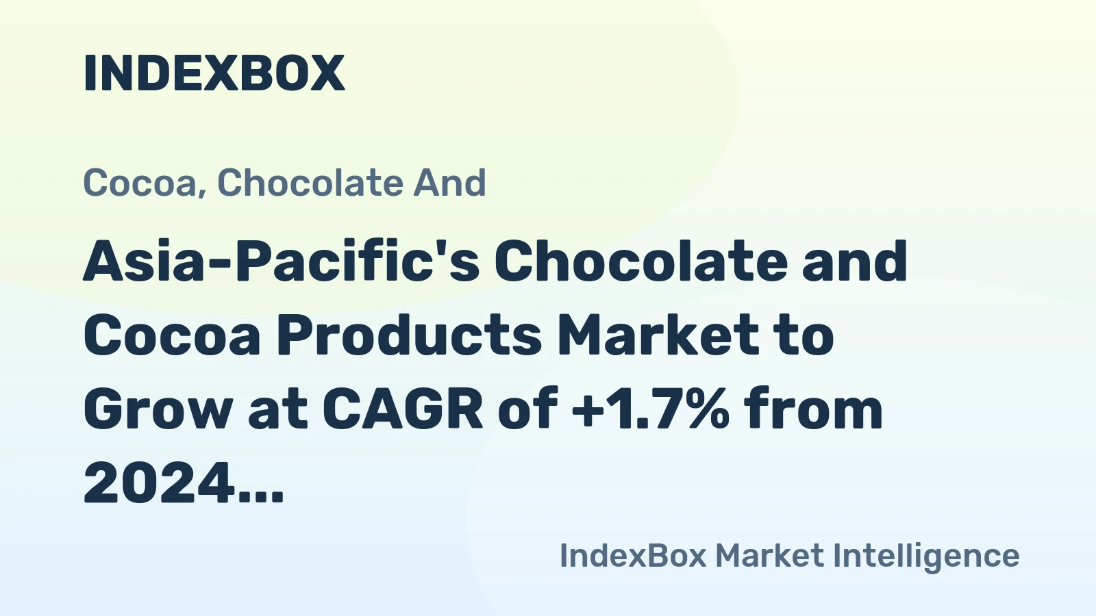Asia-Pacific's Chocolate and Cocoa Products Market to Grow at CAGR of +1.7% from 2024 to 2035, Reaching 14M Tons