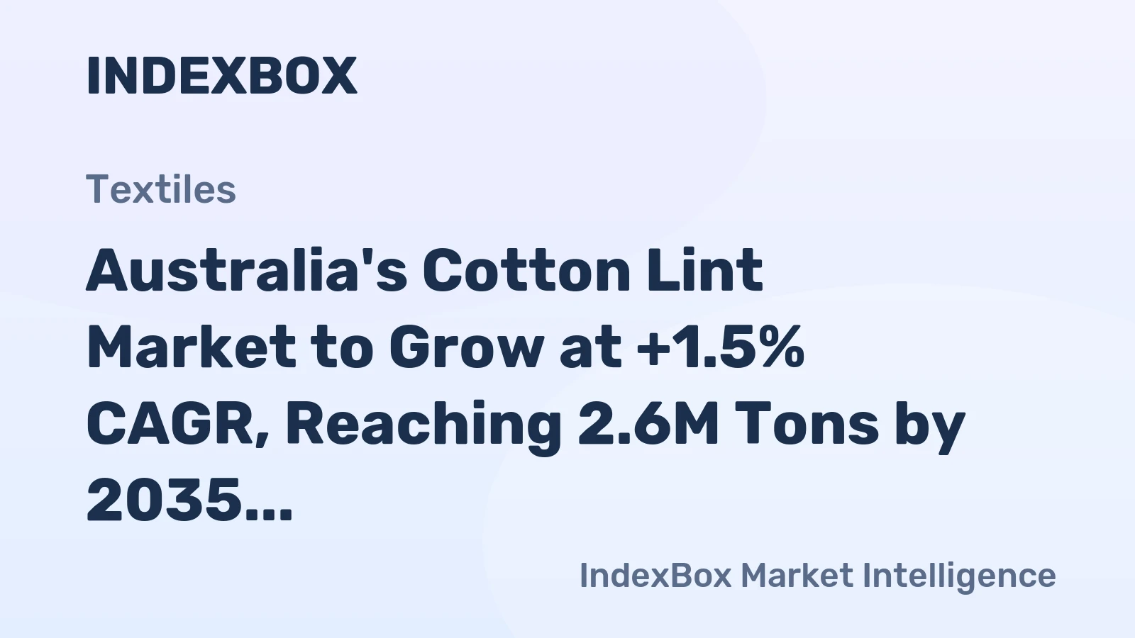 Australia's Cotton Lint Market to Grow at +1.5% CAGR, Reaching 2.6M Tons by 2035