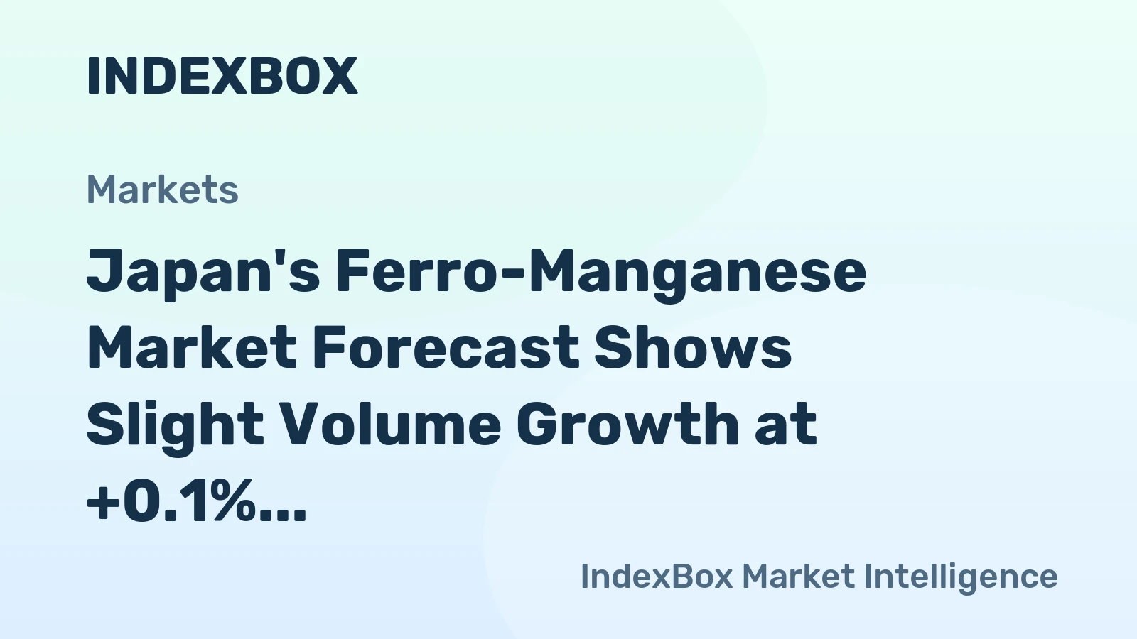 Japan's Ferro-Manganese Market Forecast Shows Slight Volume Growth at +0.1% CAGR Through 2035