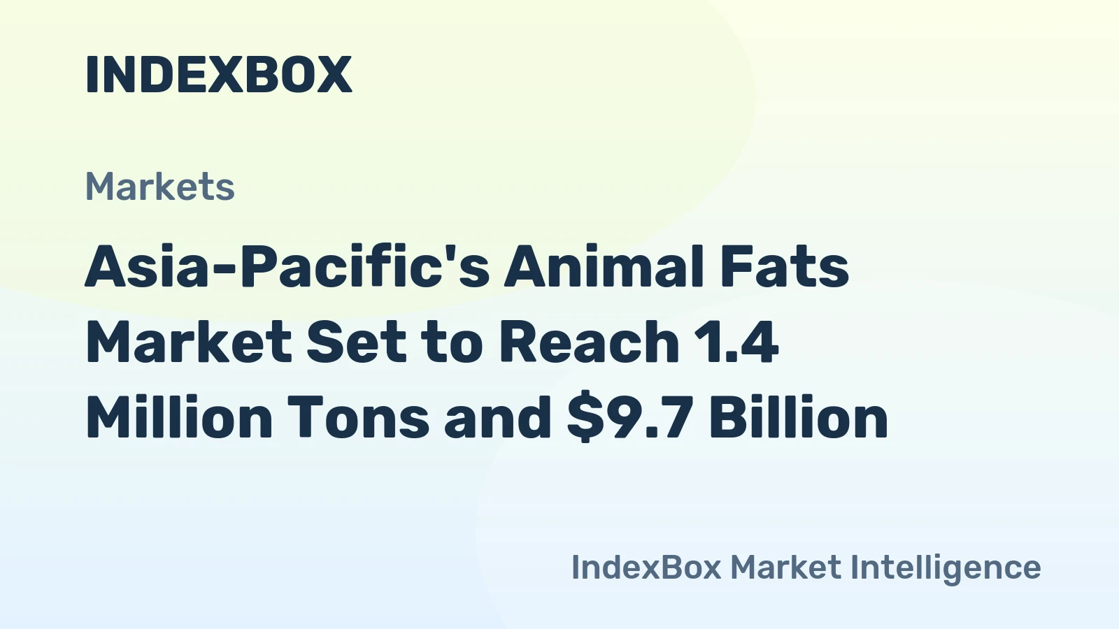 Asia-Pacific's Animal Fats Market Set to Reach 1.4 Million Tons and $9.7 Billion