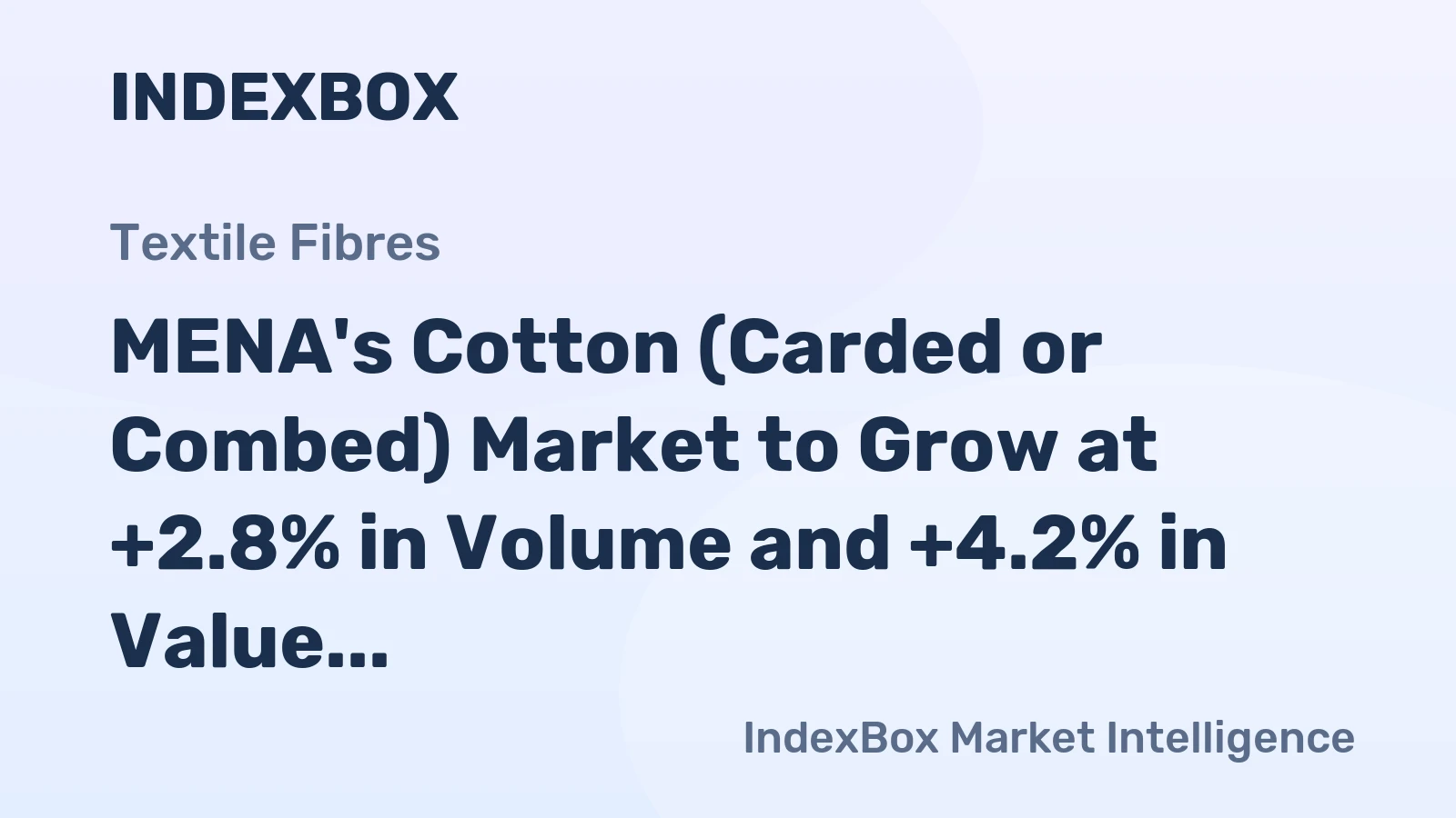 MENA's Cotton (Carded or Combed) Market to Grow at +2.8% in Volume and +4.2% in Value by 2035