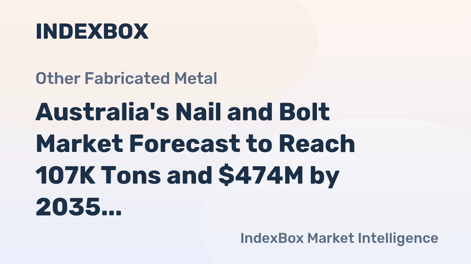 Australia's Nail and Bolt Market Forecast to Reach 107K Tons and $474M by 2035