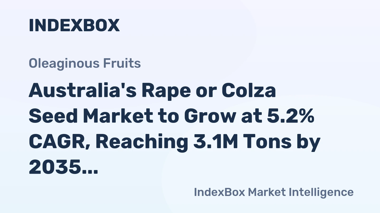 Australia's Rape or Colza Seed Market to Grow at 5.2% CAGR, Reaching 3.1M Tons by 2035