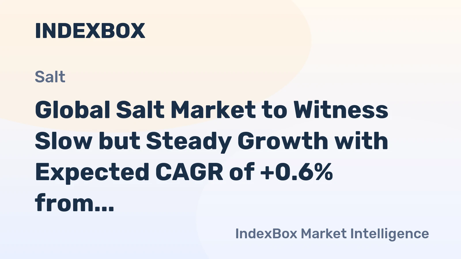 Global Salt Market to Witness Slow but Steady Growth with Expected CAGR of +0.6% from 2024 to 2035