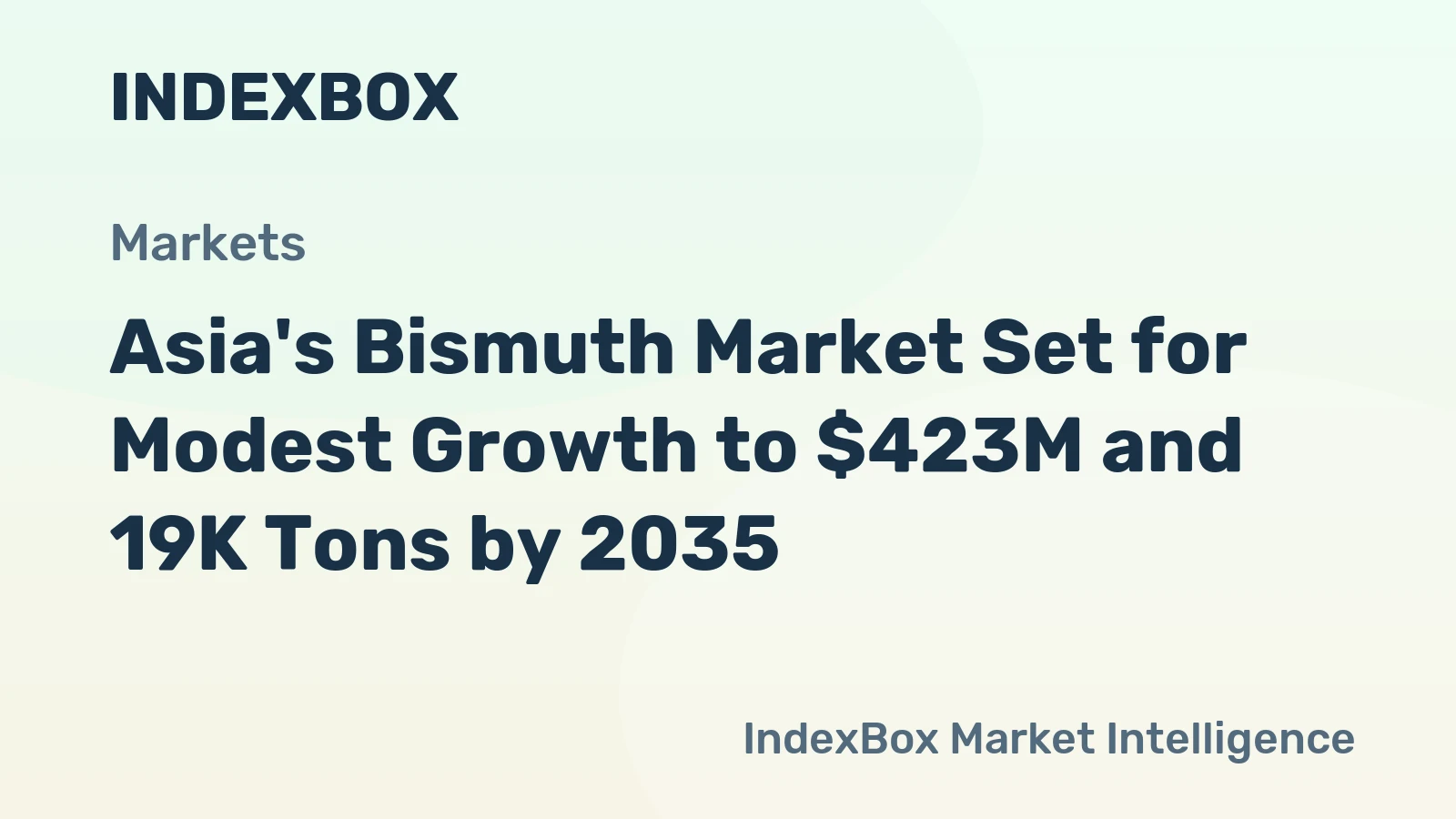 Asia's Bismuth Market Set for Modest Growth to $423M and 19K Tons by 2035