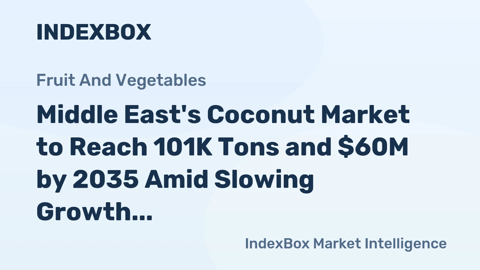 Middle East's Coconut Market to Reach 101K Tons and $60M by 2035 Amid Slowing Growth