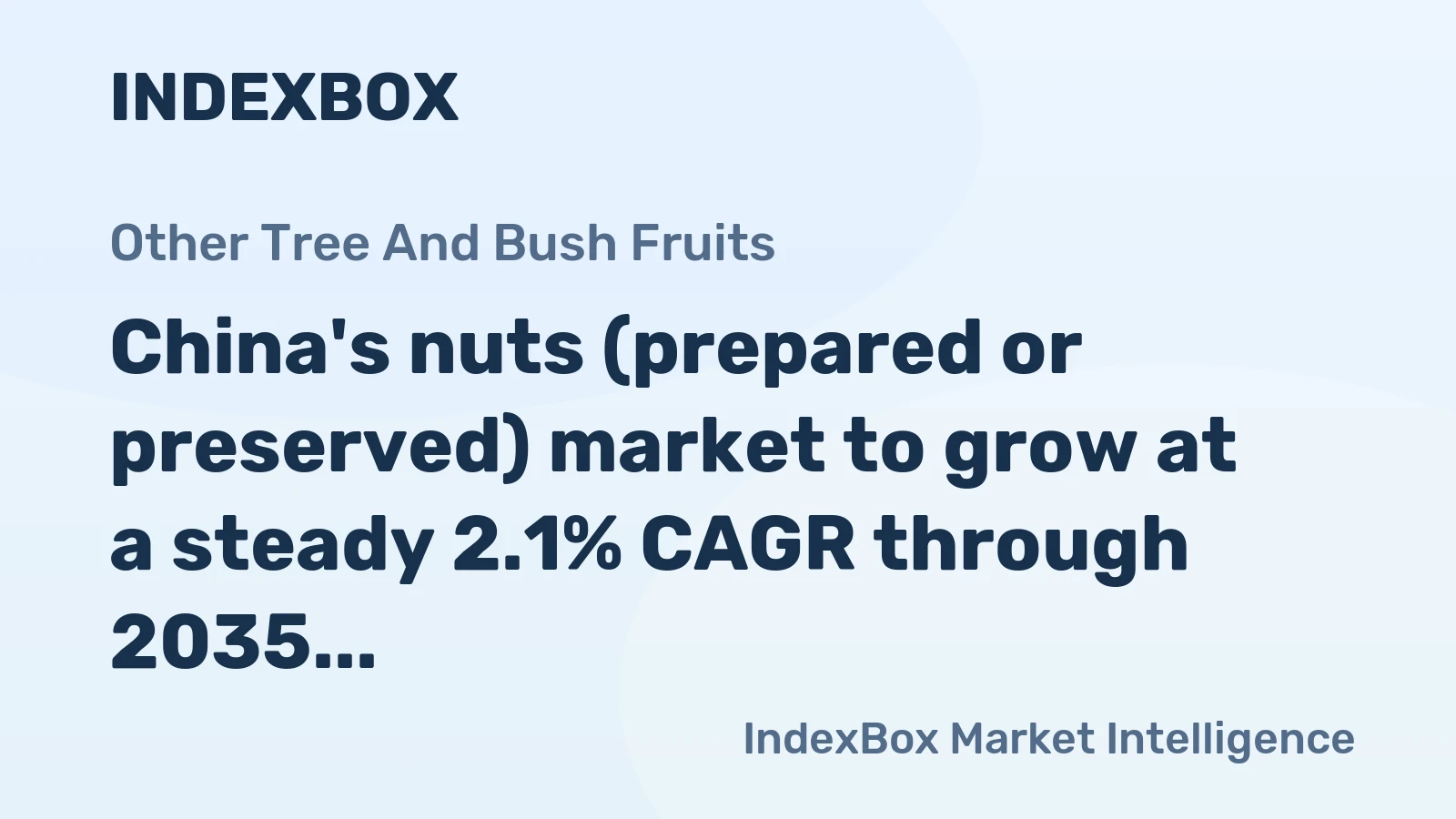 China's nuts (prepared or preserved) market to grow at a steady 2.1% CAGR through 2035, reaching $6.1B.
