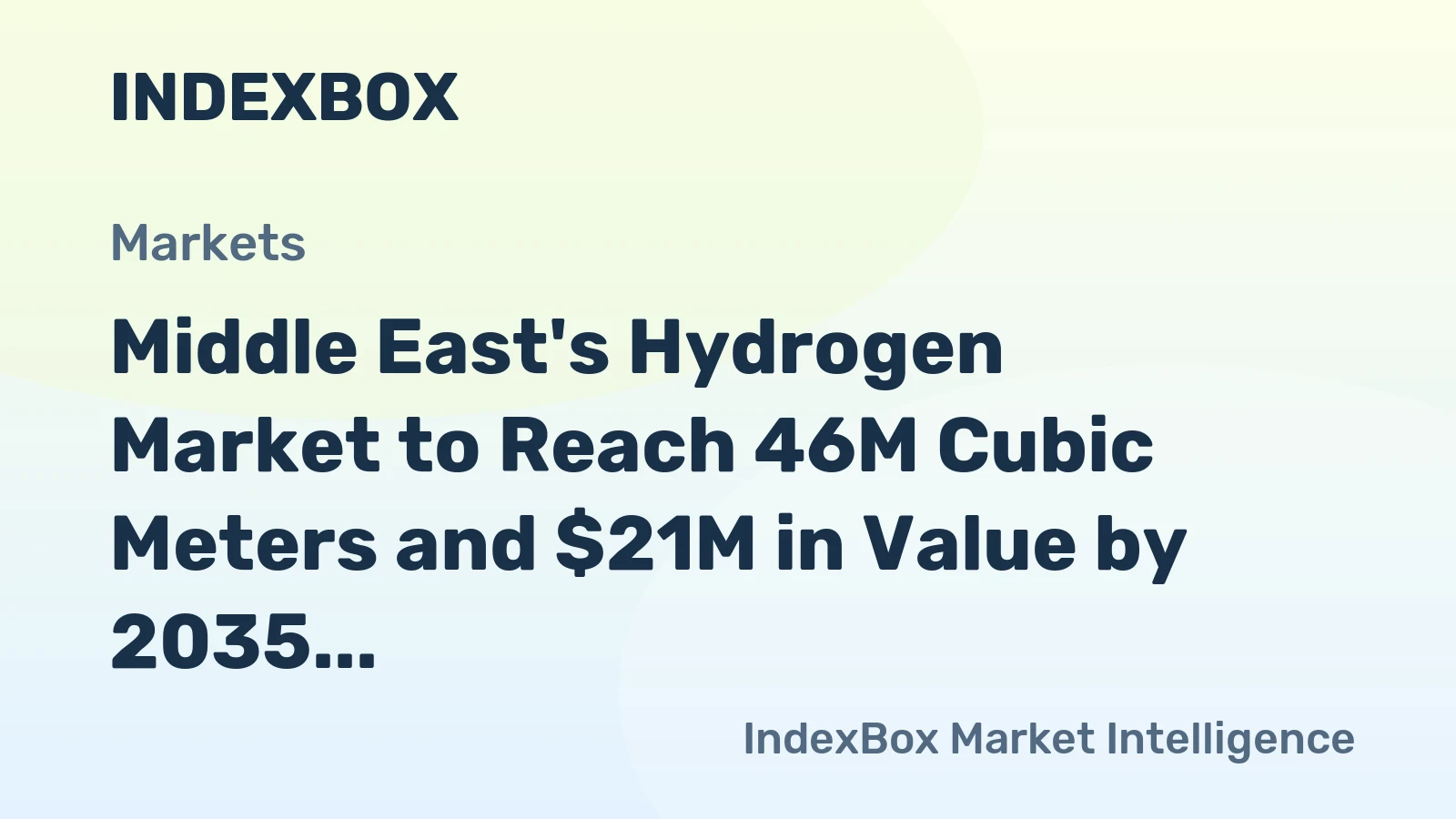 Middle East's Hydrogen Market to Reach 46M Cubic Meters and $21M in Value by 2035
