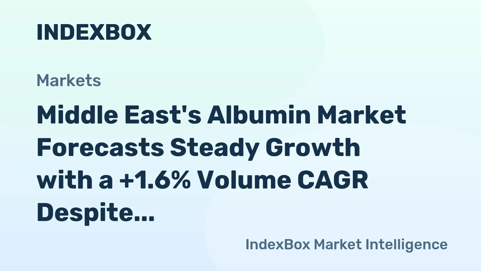 Middle East's Albumin Market Forecasts Steady Growth with a +1.6% Volume CAGR Despite Recent Contraction
