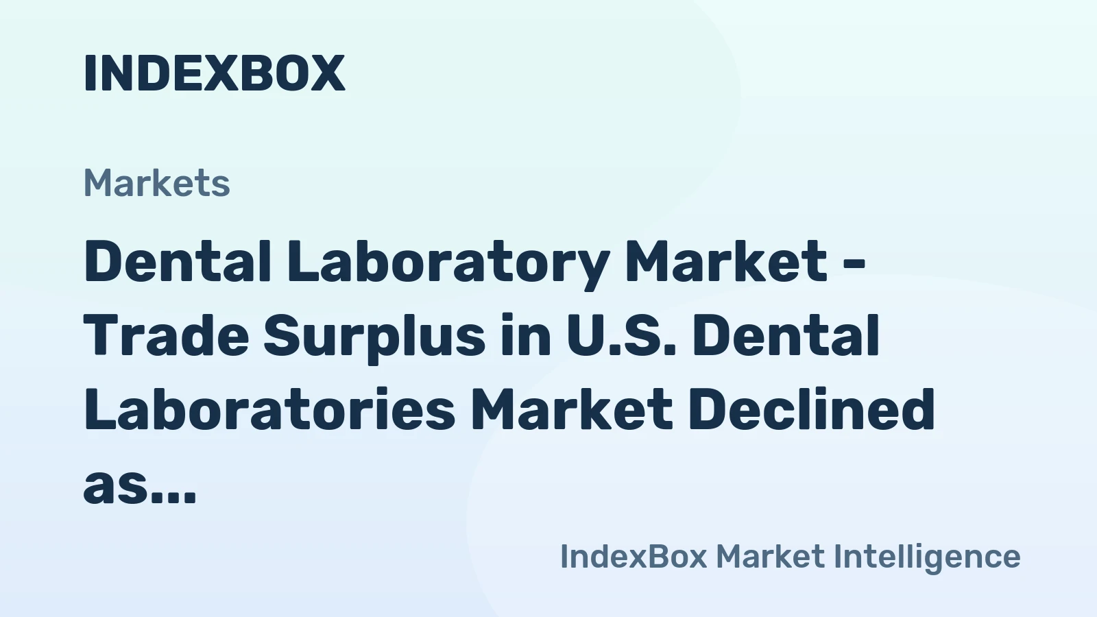 Dental Laboratory Market - Trade Surplus in U.S. Dental Laboratories Market Declined as a Result of Weakened Export Dynamics and Higher Pace of Import Growth