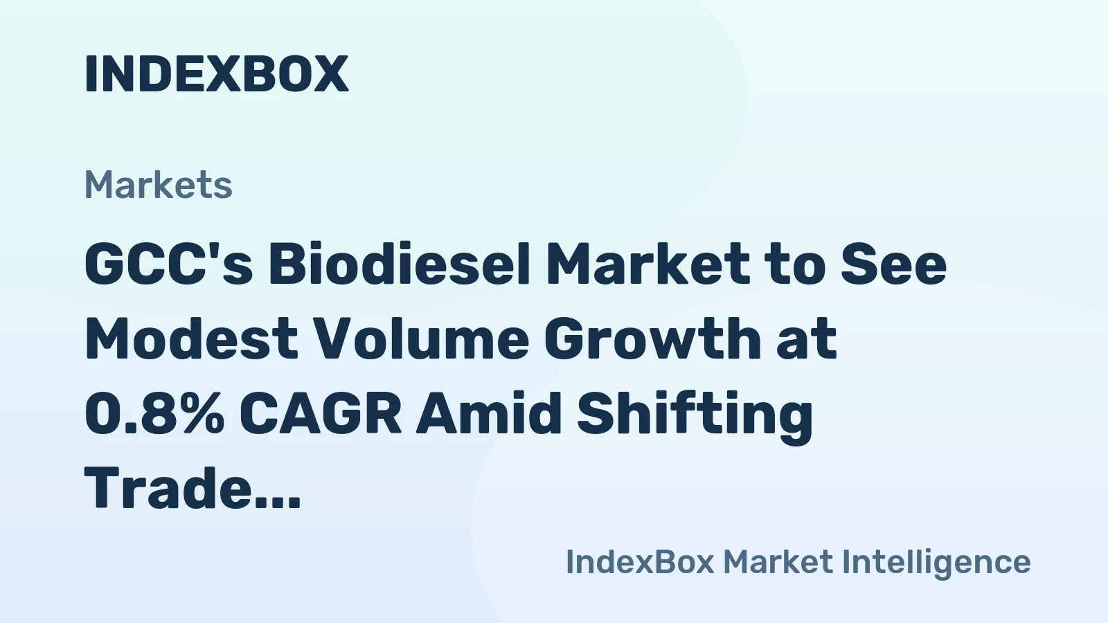 GCC's Biodiesel Market to See Modest Volume Growth at 0.8% CAGR Amid Shifting Trade Dynamics