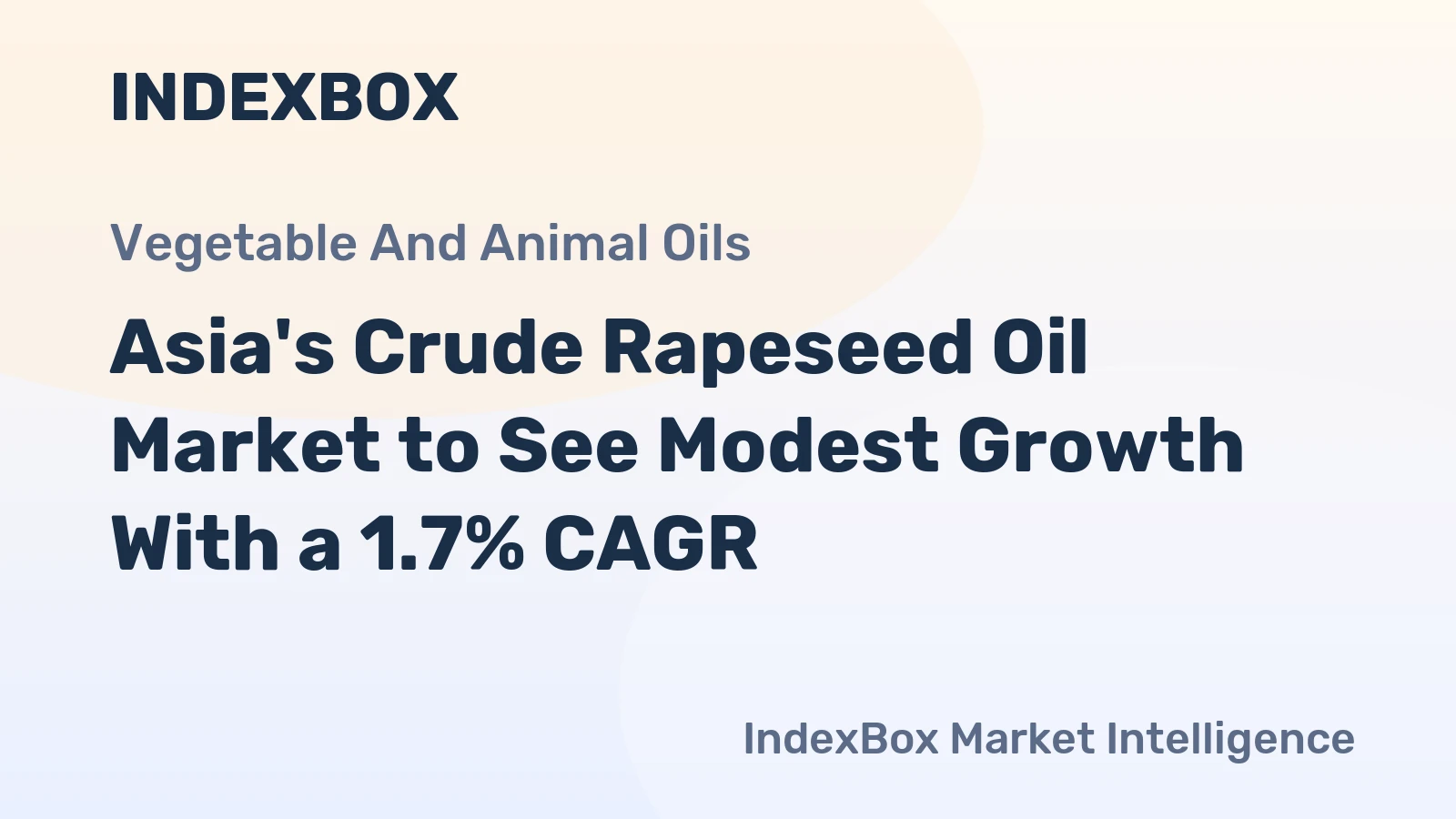 Asia's Crude Rapeseed Oil Market to See Modest Growth With a 1.7% CAGR