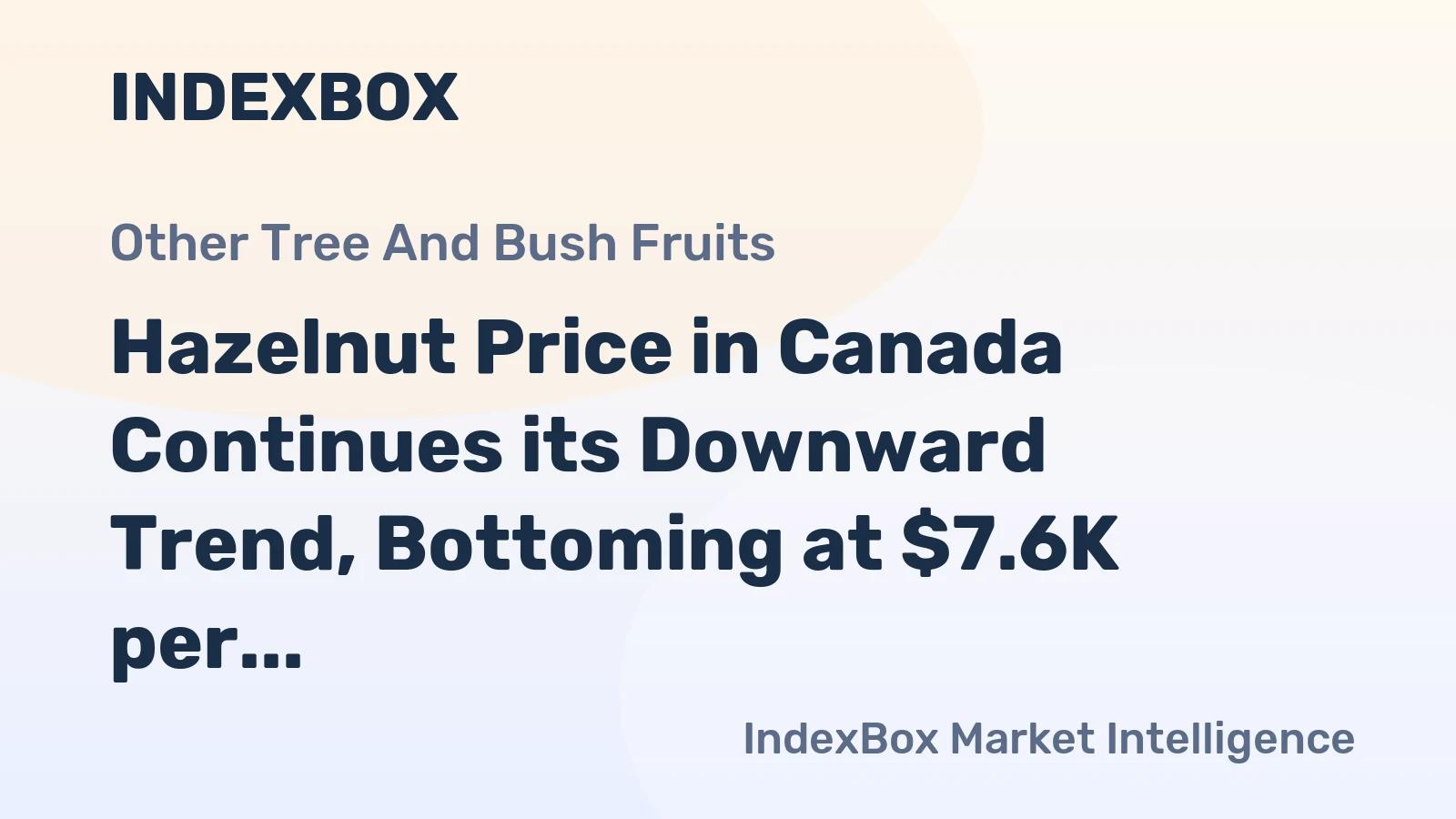 Hazelnut Price in Canada Continues its Downward Trend, Bottoming at $7.6K per Ton