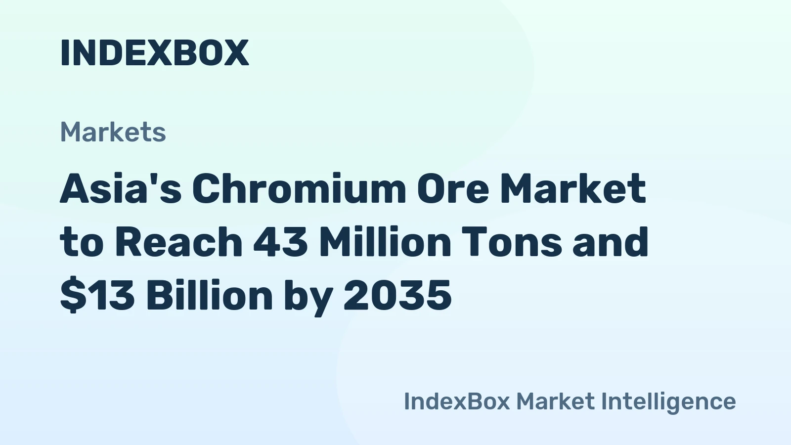 Asia's Chromium Ore Market to Reach 43 Million Tons and $13 Billion by 2035