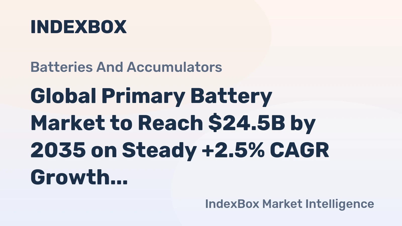 Global Primary Battery Market to Reach $24.5B by 2035 on Steady +2.5% CAGR Growth