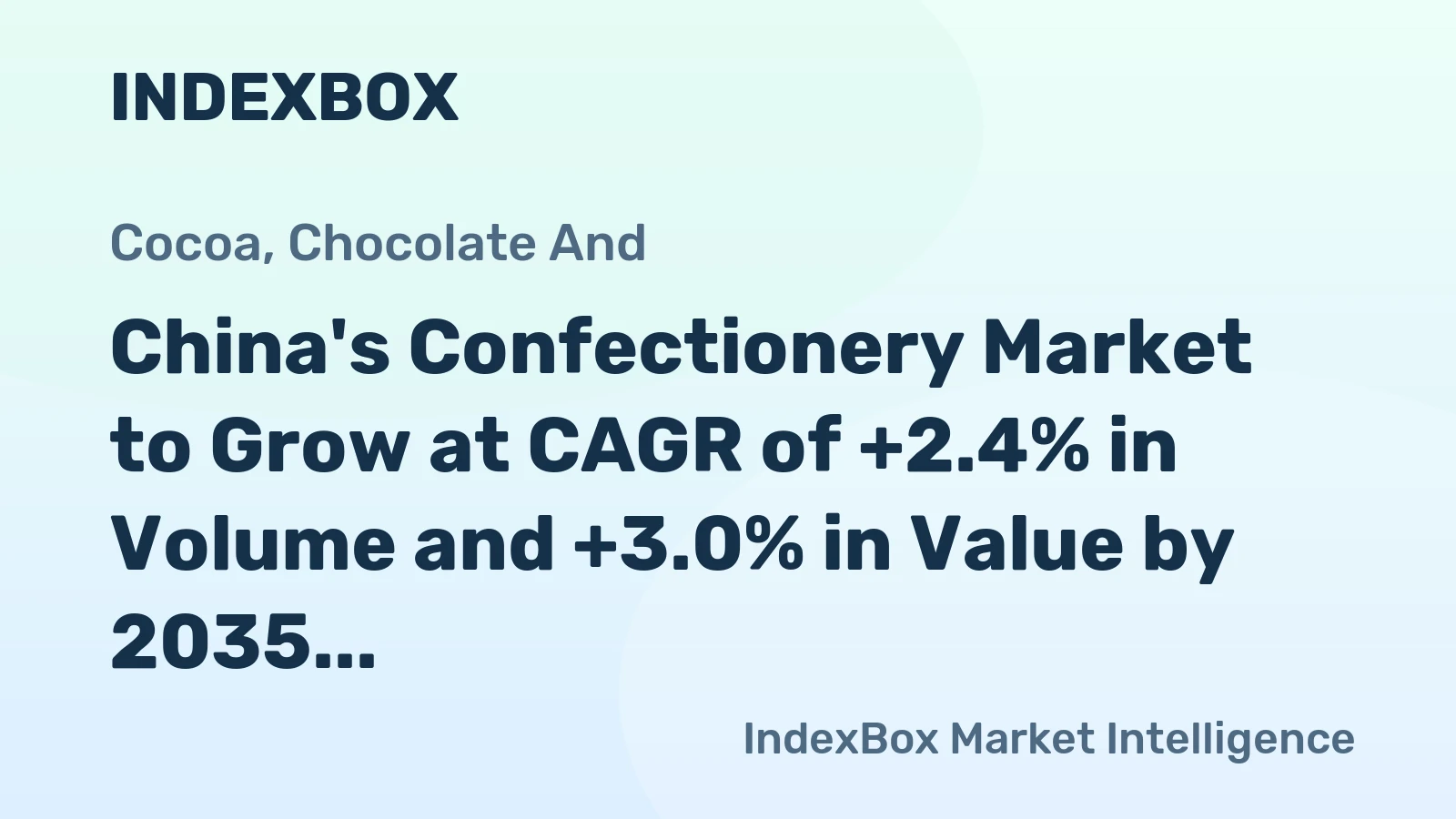 China's Confectionery Market to Grow at CAGR of +2.4% in Volume and +3.0% in Value by 2035