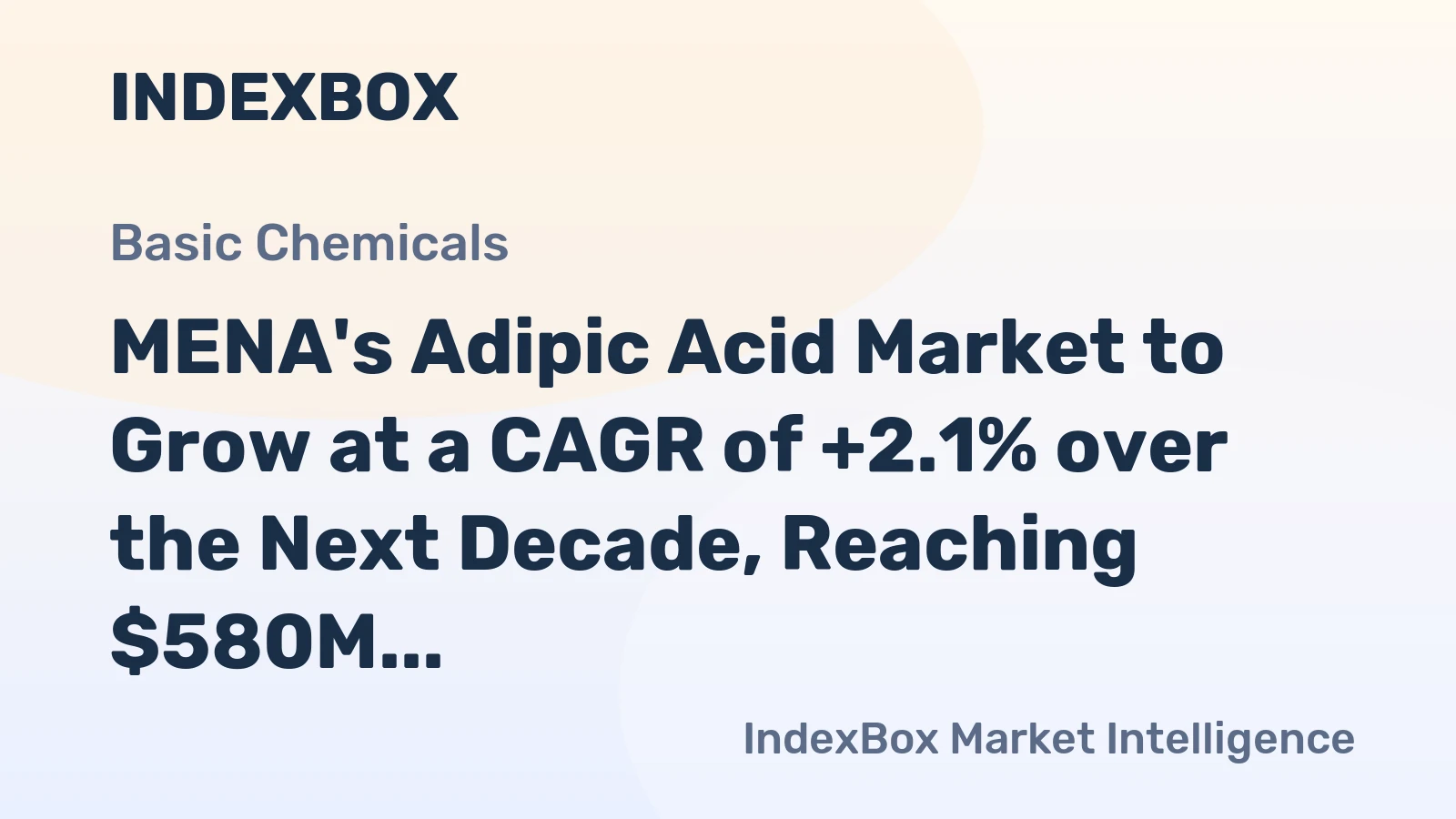 MENA's Adipic Acid Market to Grow at a CAGR of +2.1% over the Next Decade, Reaching $580M by 2035