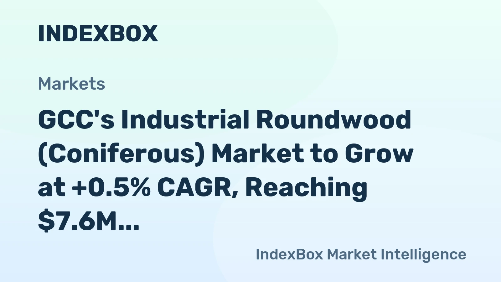 GCC's Industrial Roundwood (Coniferous) Market to Grow at +0.5% CAGR, Reaching $7.6M by 2035