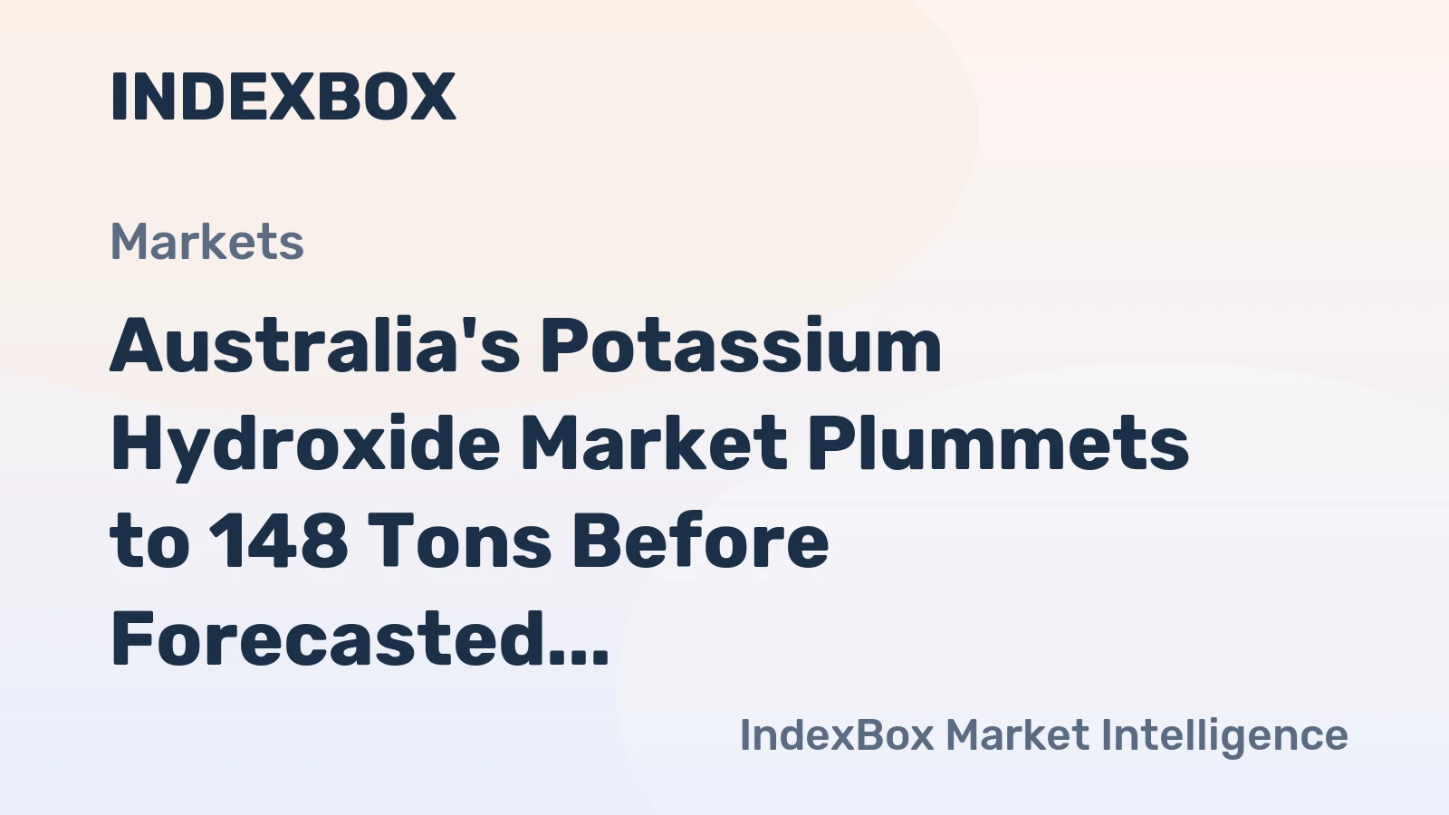 Australia's Potassium Hydroxide Market Plummets to 148 Tons Before Forecasted Slow Growth