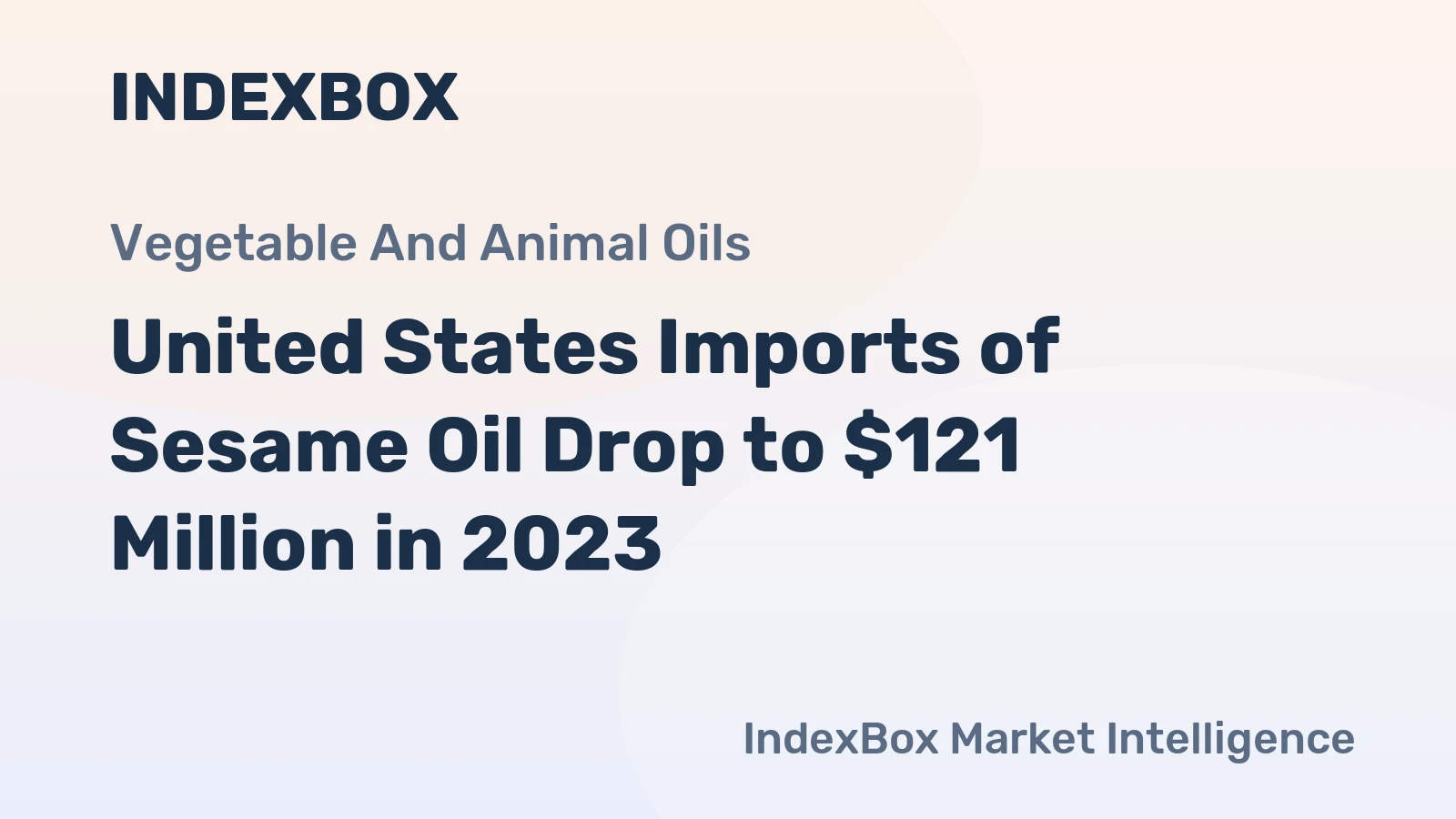 United States Imports of Sesame Oil Drop to $121 Million in 2023