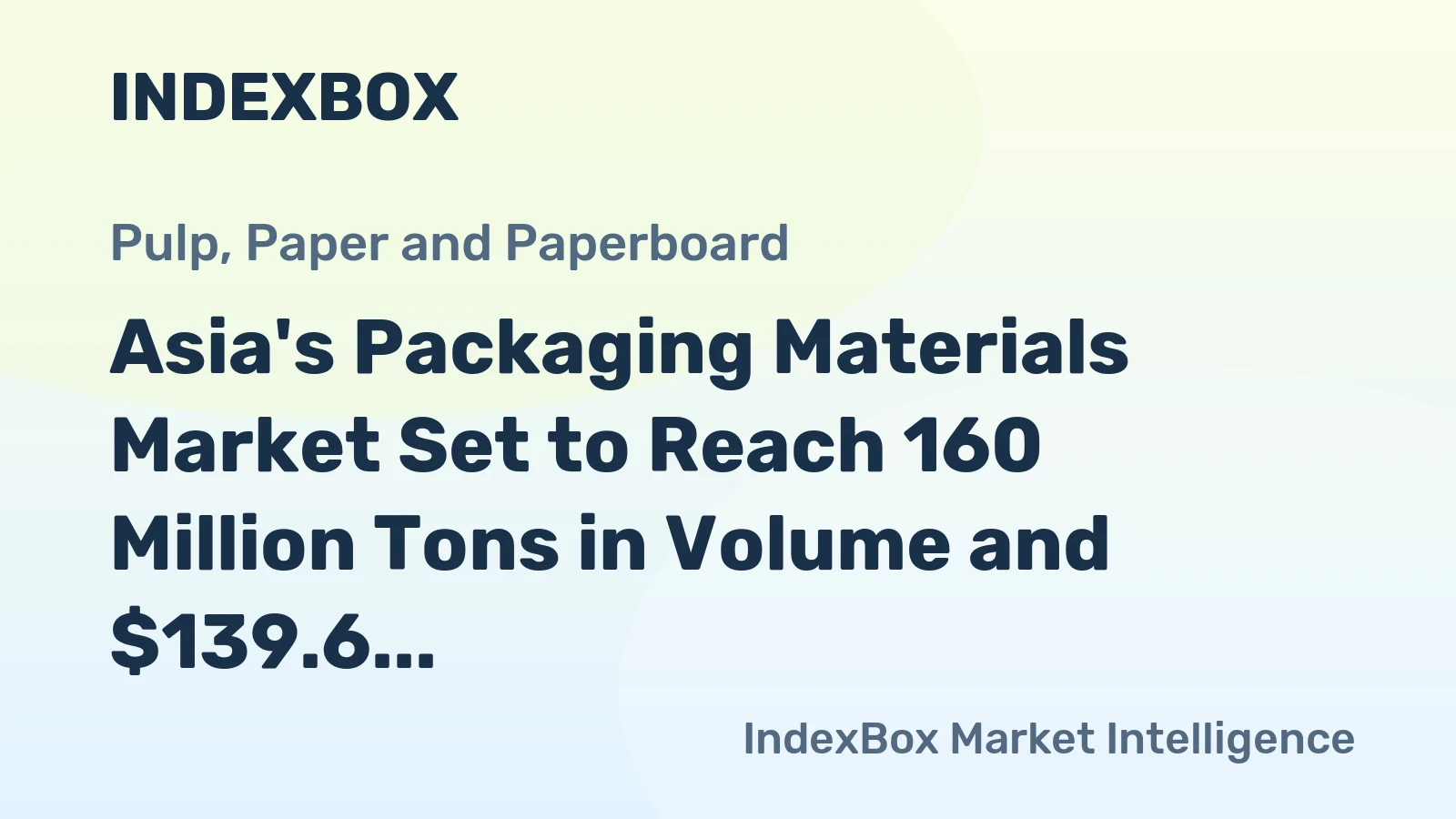 Asia's Packaging Materials Market Set to Reach 160 Million Tons in Volume and $139.6 Billion in Value by 2035