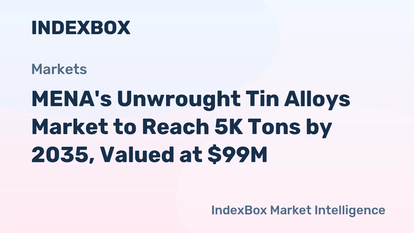 MENA's Unwrought Tin Alloys Market to Reach 5K Tons by 2035, Valued at $99M