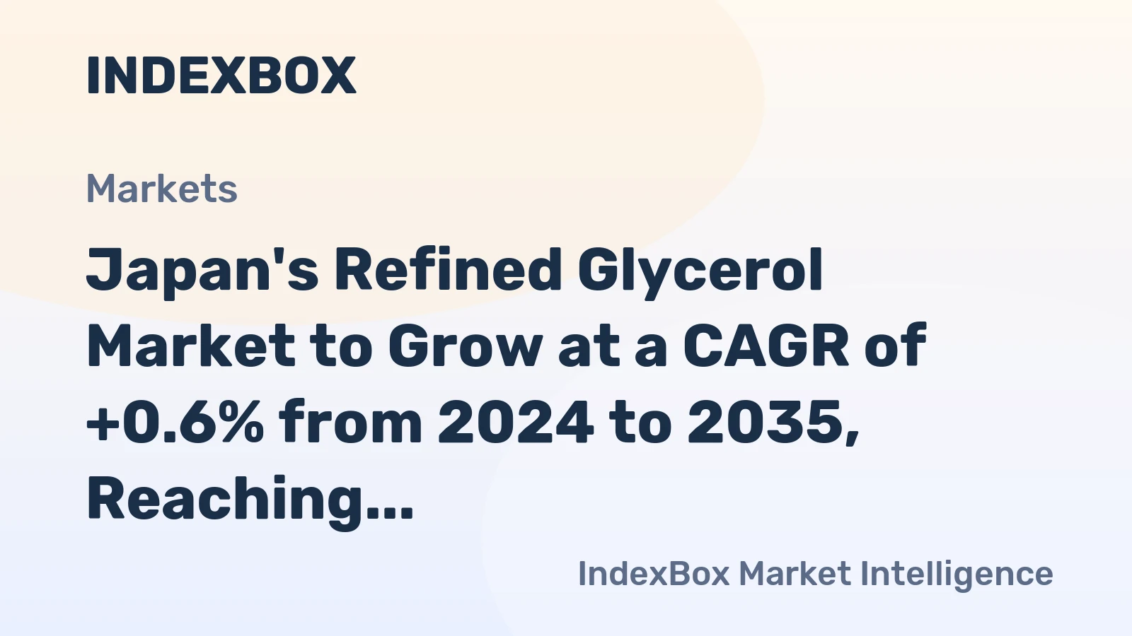 Japan's Refined Glycerol Market to Grow at a CAGR of +0.6% from 2024 to 2035, Reaching $89M by 2035