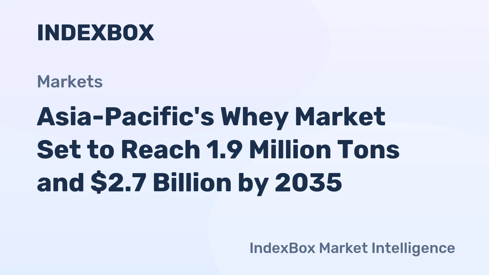 Asia-Pacific's Whey Market Set to Reach 1.9 Million Tons and $2.7 Billion by 2035