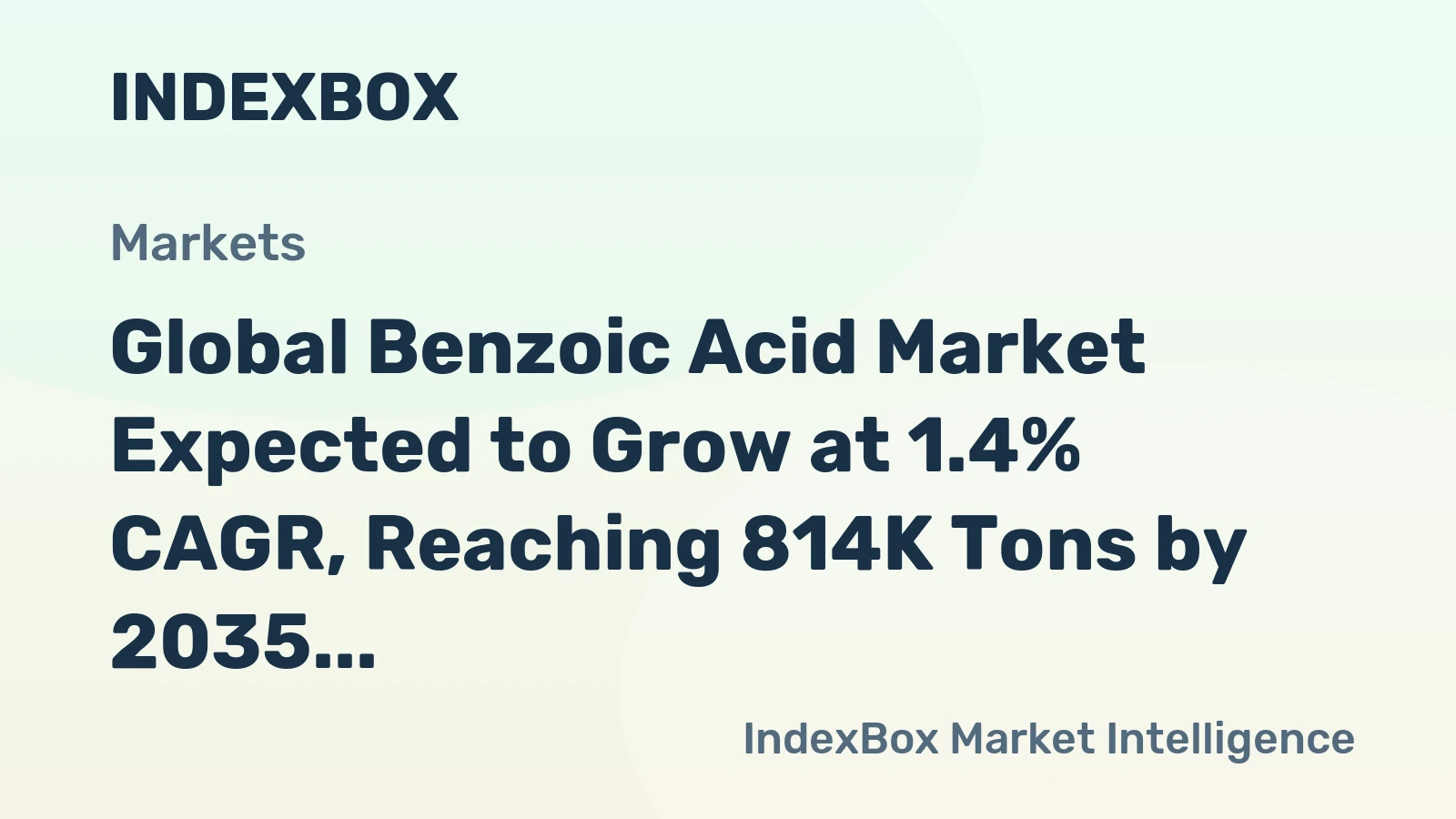 Global Benzoic Acid Market Expected to Grow at 1.4% CAGR, Reaching 814K Tons by 2035