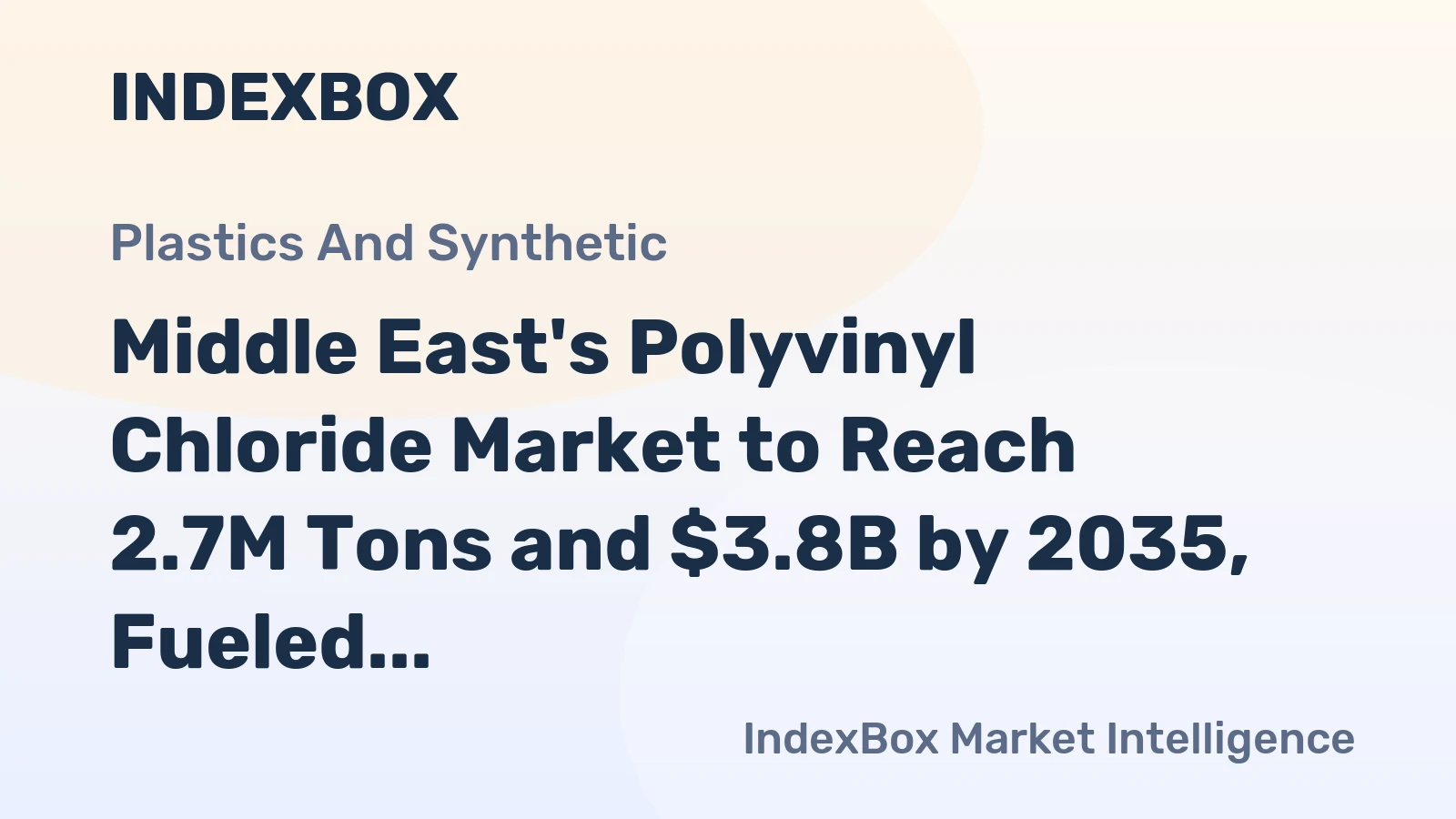 Middle East's Polyvinyl Chloride Market to Reach 2.7M Tons and $3.8B by 2035, Fueled by Increasing Demand