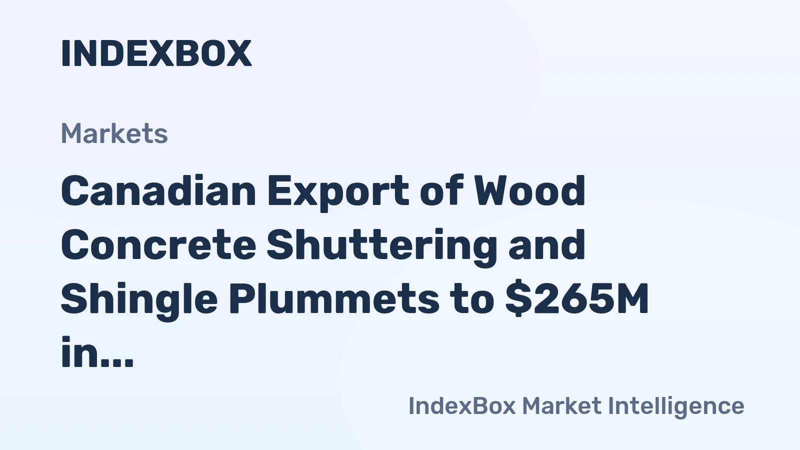 Canadian Export of Wood Concrete Shuttering and Shingle Plummets to $265M in 2023