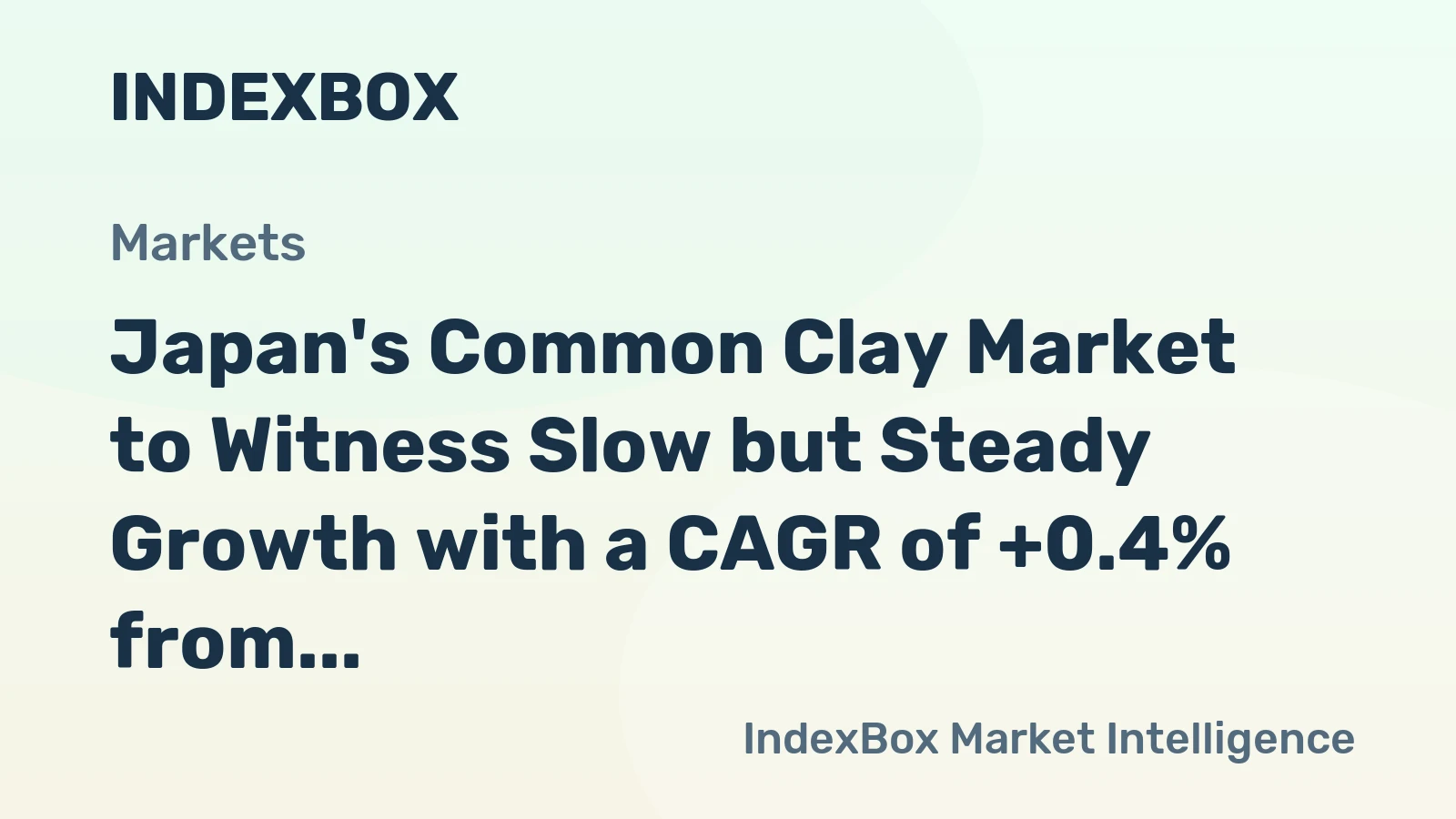Japan's Common Clay Market to Witness Slow but Steady Growth with a CAGR of +0.4% from 2024 to 2035