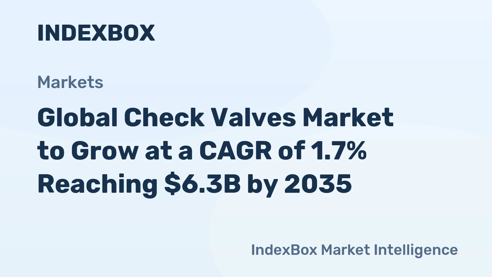 Global Check Valves Market to Grow at a CAGR of 1.7% Reaching $6.3B by 2035