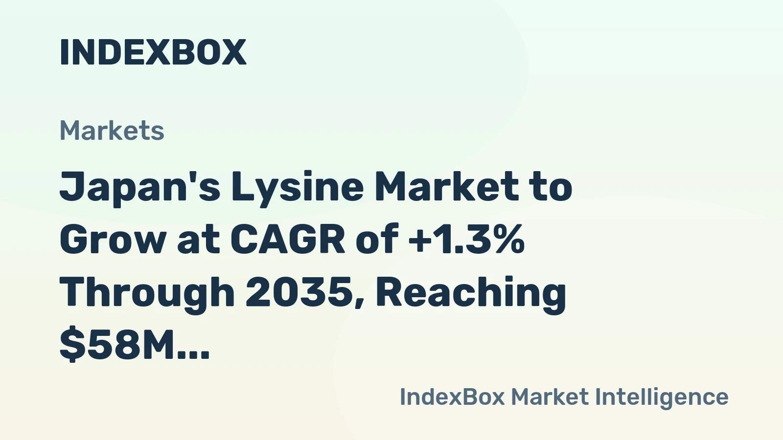 Japan's Lysine Market to Grow at CAGR of +1.3% Through 2035, Reaching $58M