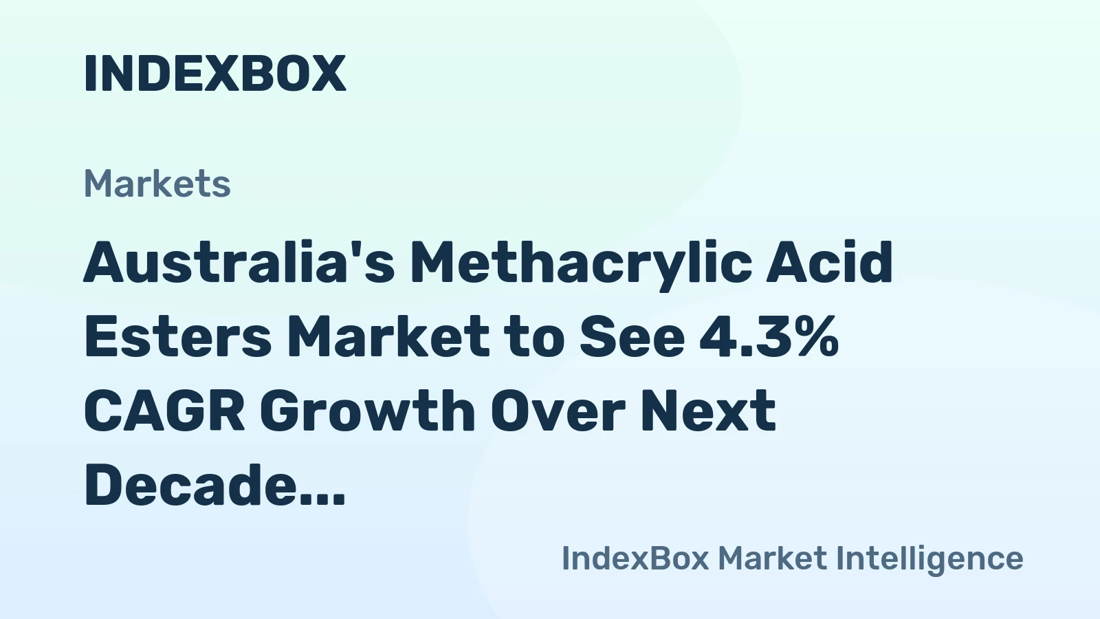Australia's Methacrylic Acid Esters Market to See 4.3% CAGR Growth Over Next Decade