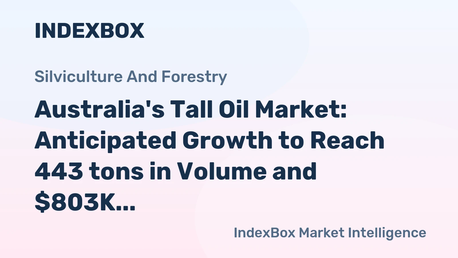Australia's Tall Oil Market: Anticipated Growth to Reach 443 tons in Volume and $803K in Value by 2035