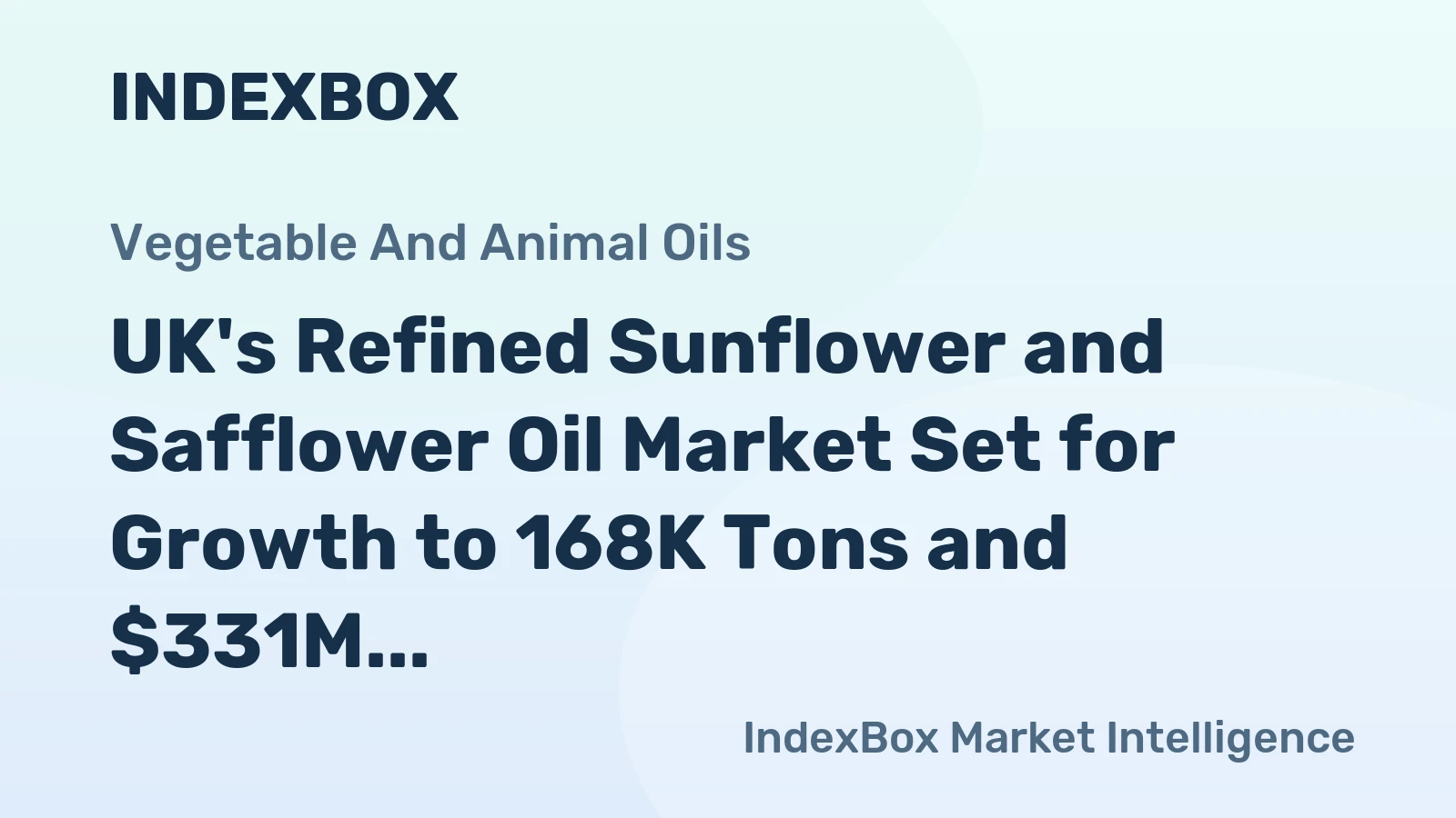 UK's Refined Sunflower and Safflower Oil Market Set for Growth to 168K Tons and $331M by 2035
