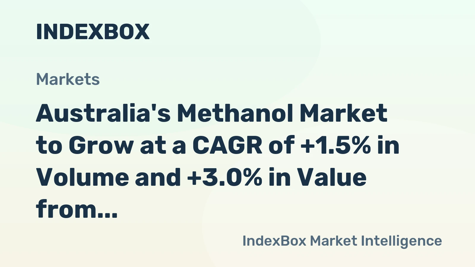 Australia's Methanol Market to Grow at a CAGR of +1.5% in Volume and +3.0% in Value from 2024 to 2035