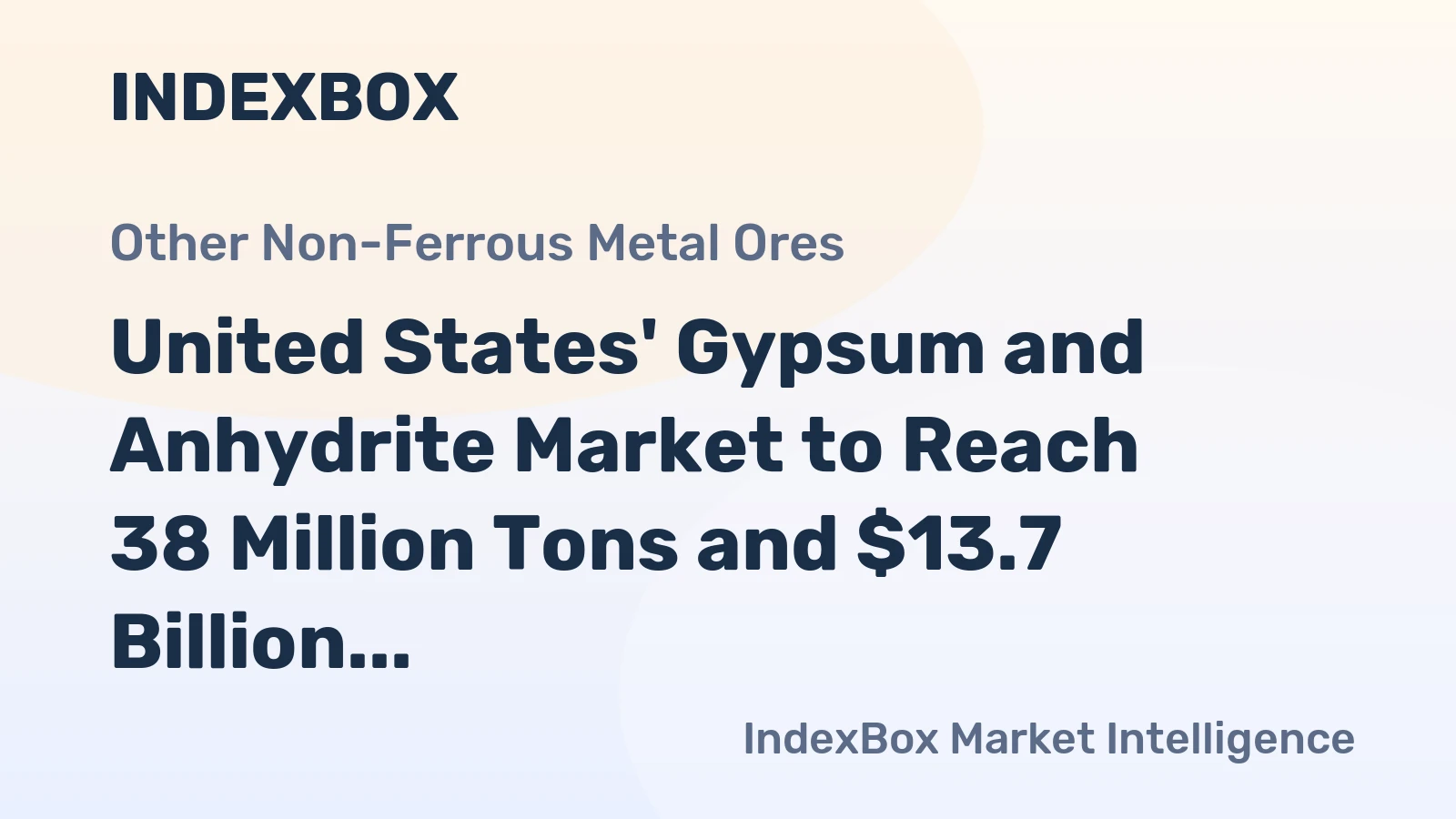 United States' Gypsum and Anhydrite Market to Reach 38 Million Tons and $13.7 Billion by 2035