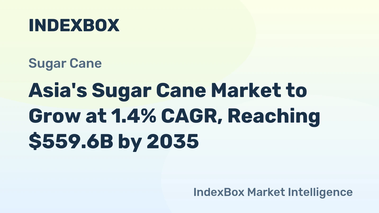 Asia's Sugar Cane Market to Grow at 1.4% CAGR, Reaching $559.6B by 2035