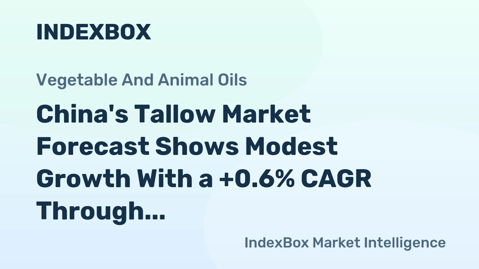China's Tallow Market Forecast Shows Modest Growth With a +0.6% CAGR Through 2035