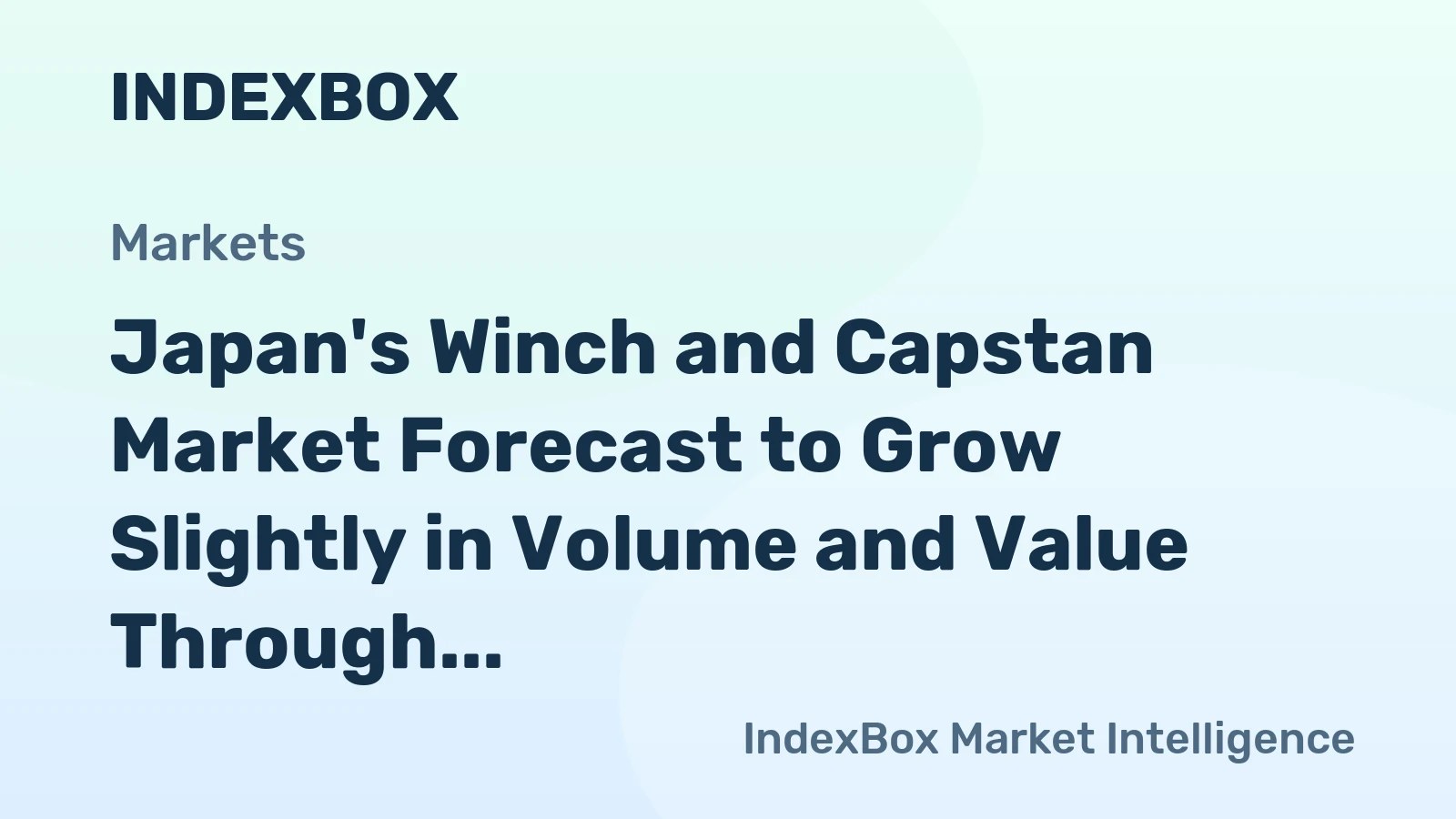 Japan's Winch and Capstan Market Forecast to Grow Slightly in Volume and Value Through 2035